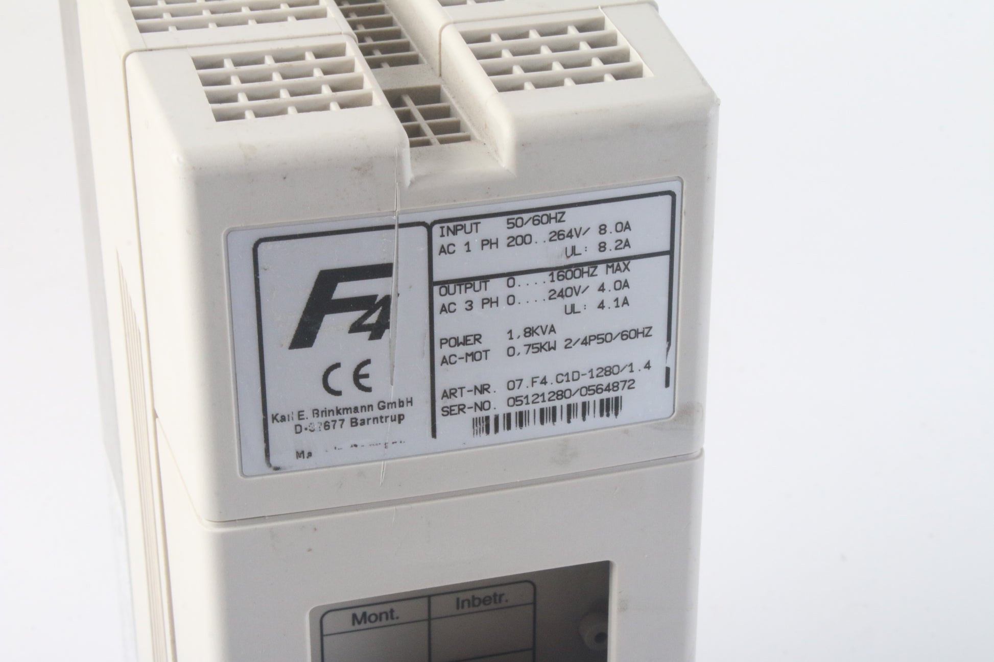 Karl E. Brinkmann 07.F4.C1D-1280/1.4 Frequency Converter Inverter Driv ...