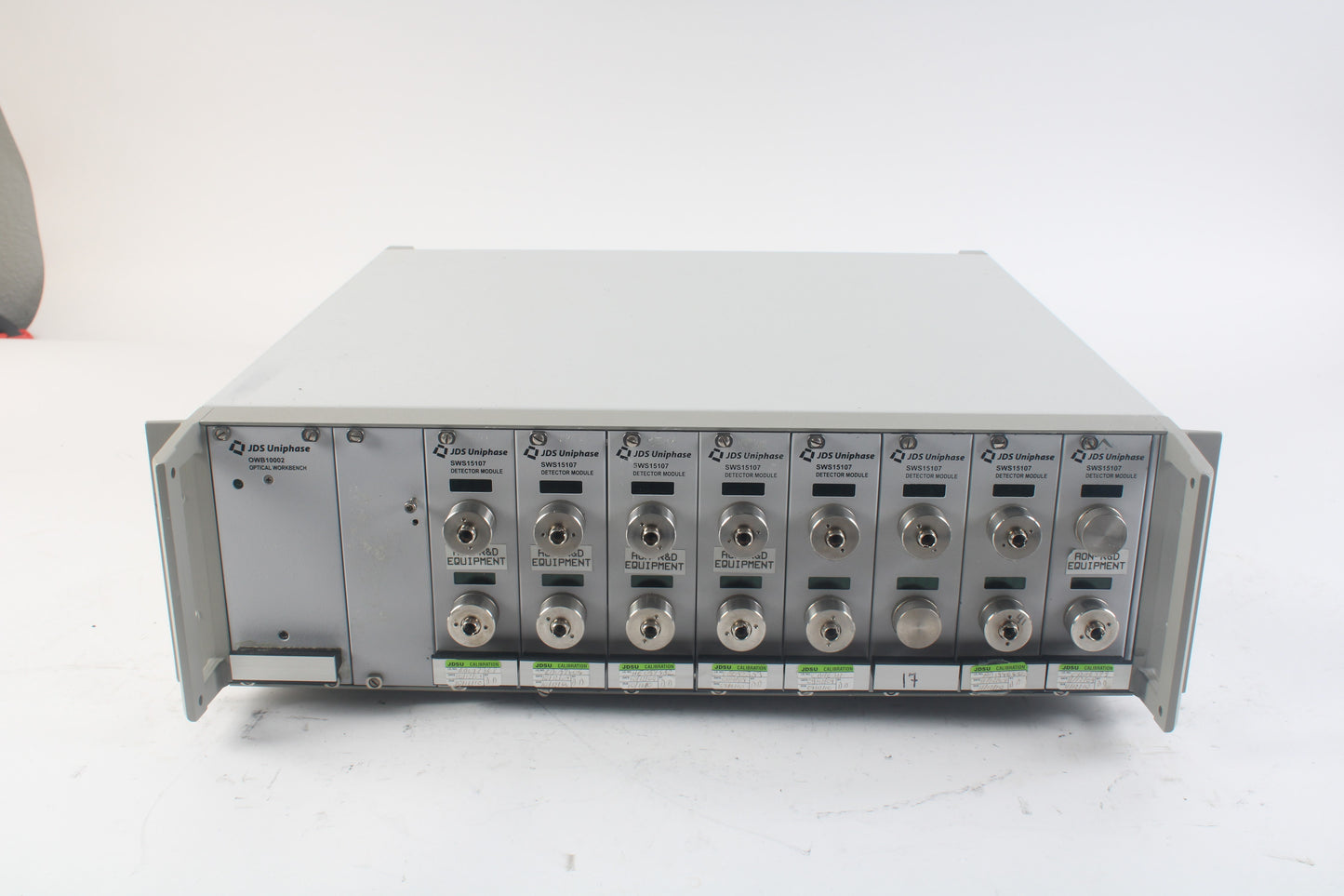 JDS Uniphase OWB10002 Optical Workbench Chassis w/ 8x SWS15107 Detecto ...