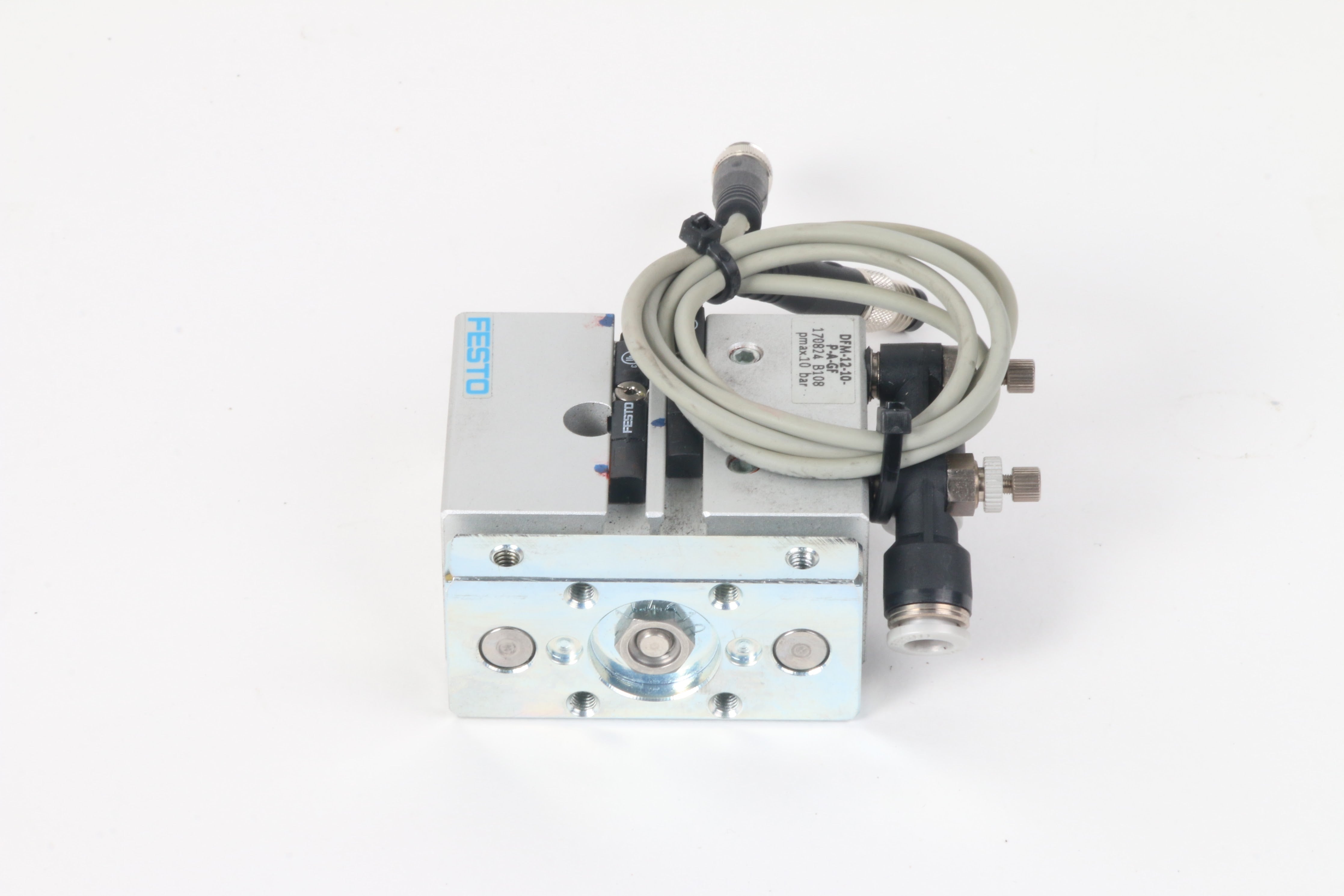 Festo DFM-1210PaGF Cylinder With 2 Festo SMT-8M-PS-24V-K-0.3-M8D AD13 – NTC Tech