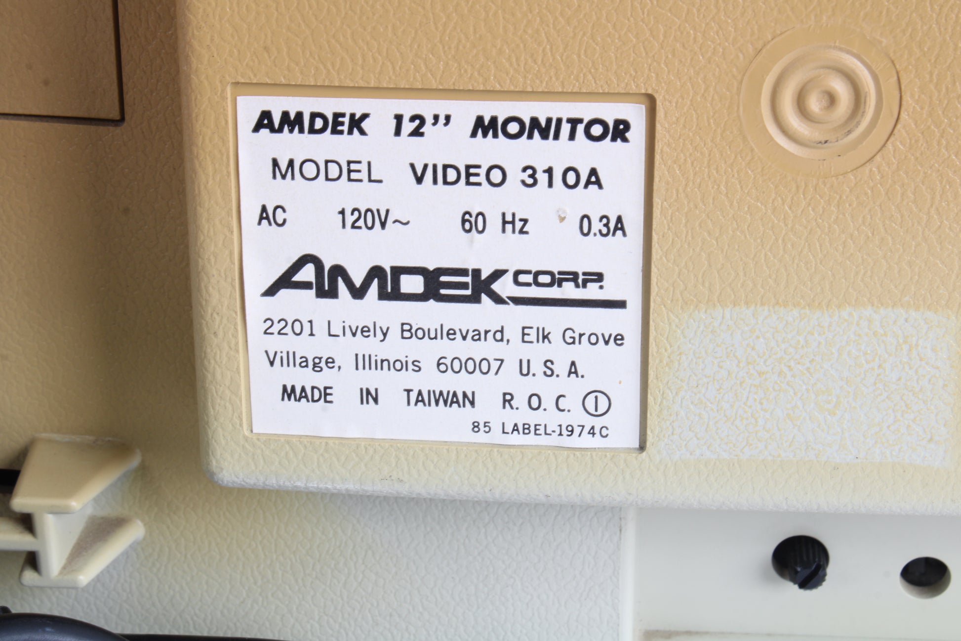 Amdek Video 310A 12" Monitor - Vintage - AS IS Parts or Repair – NTC Tech