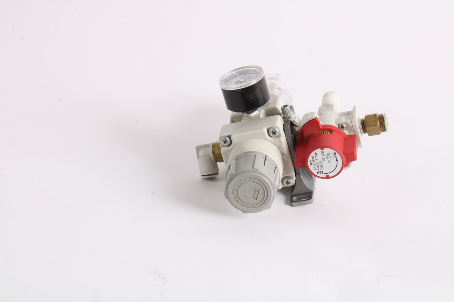 SMC AW30-02G-A Filter Regulator With SMC VHS30-02A Pressure Relief Val ...