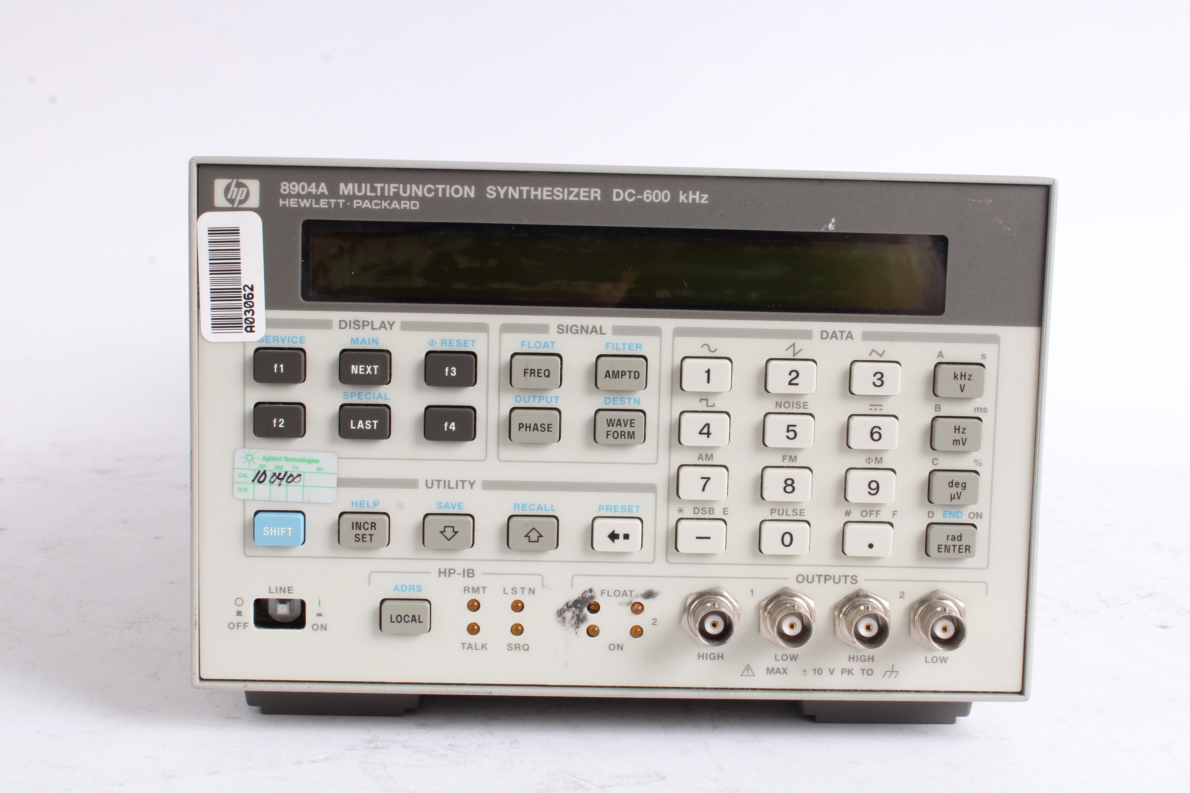 Hewlett Packard 8904A Multifunction Synthesizer DC-600KHz OPTs 001 002 – NTC Tech