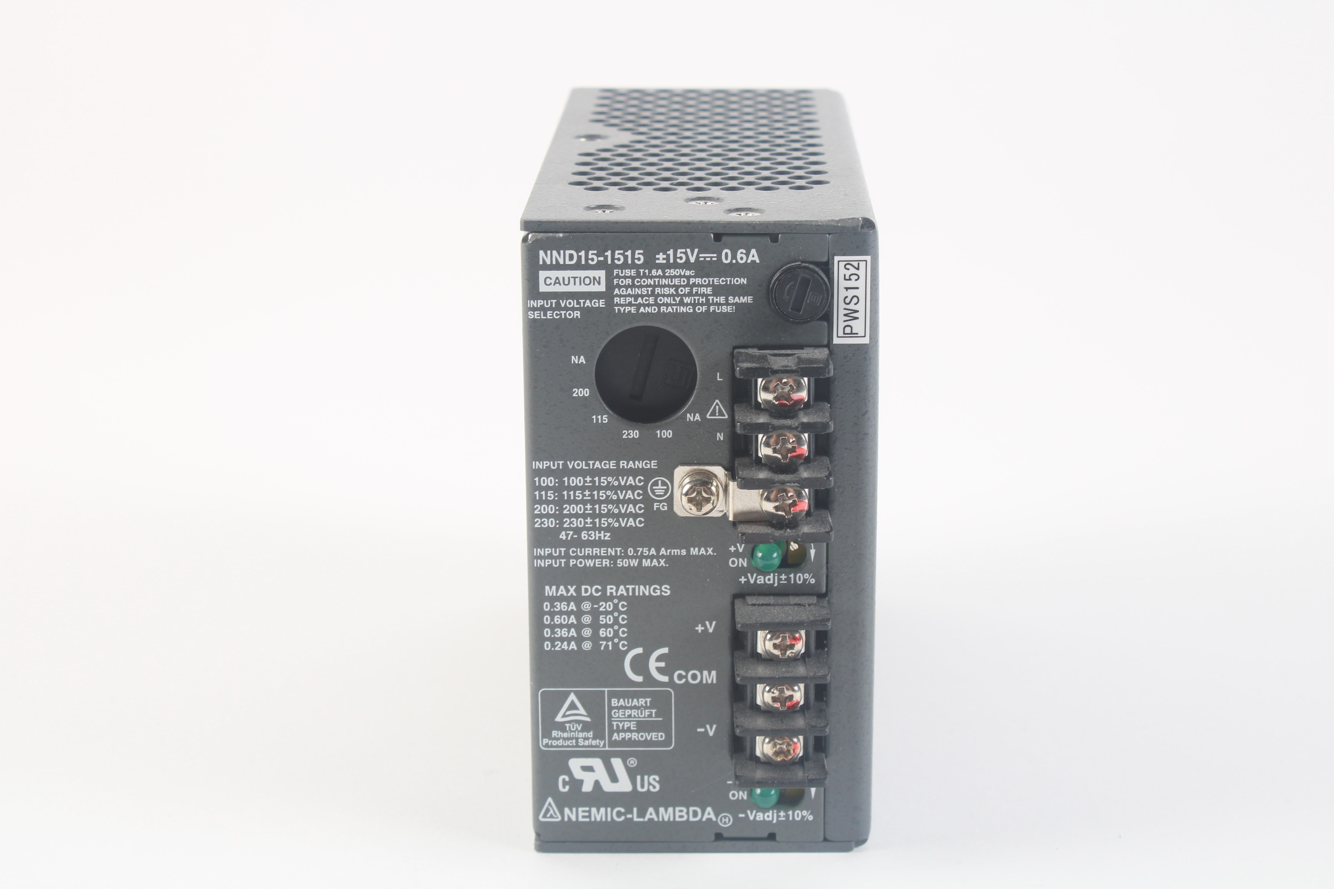 Nemic-Lambda / TDK-Lambda NND15-1515 Linear Power Supply 18W 15V 0.6A ...