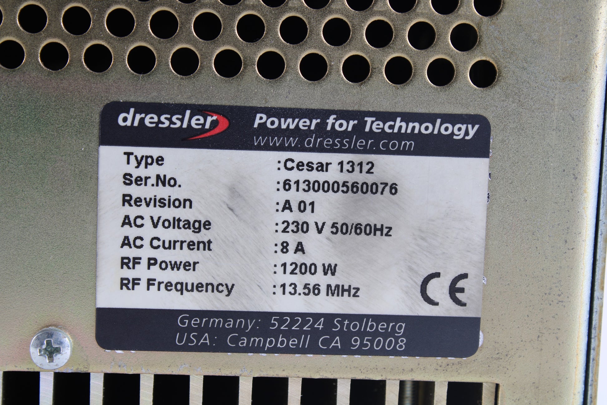 Advanced Energy Dressler Cesar 1312 RF Power Generator Supply REV A 01 ...