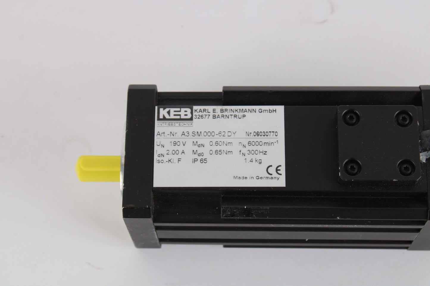 KEB Karl E Brinkmann GmbH 32677 Barntrup A3.SM.000-62 DY Servo Motor ...