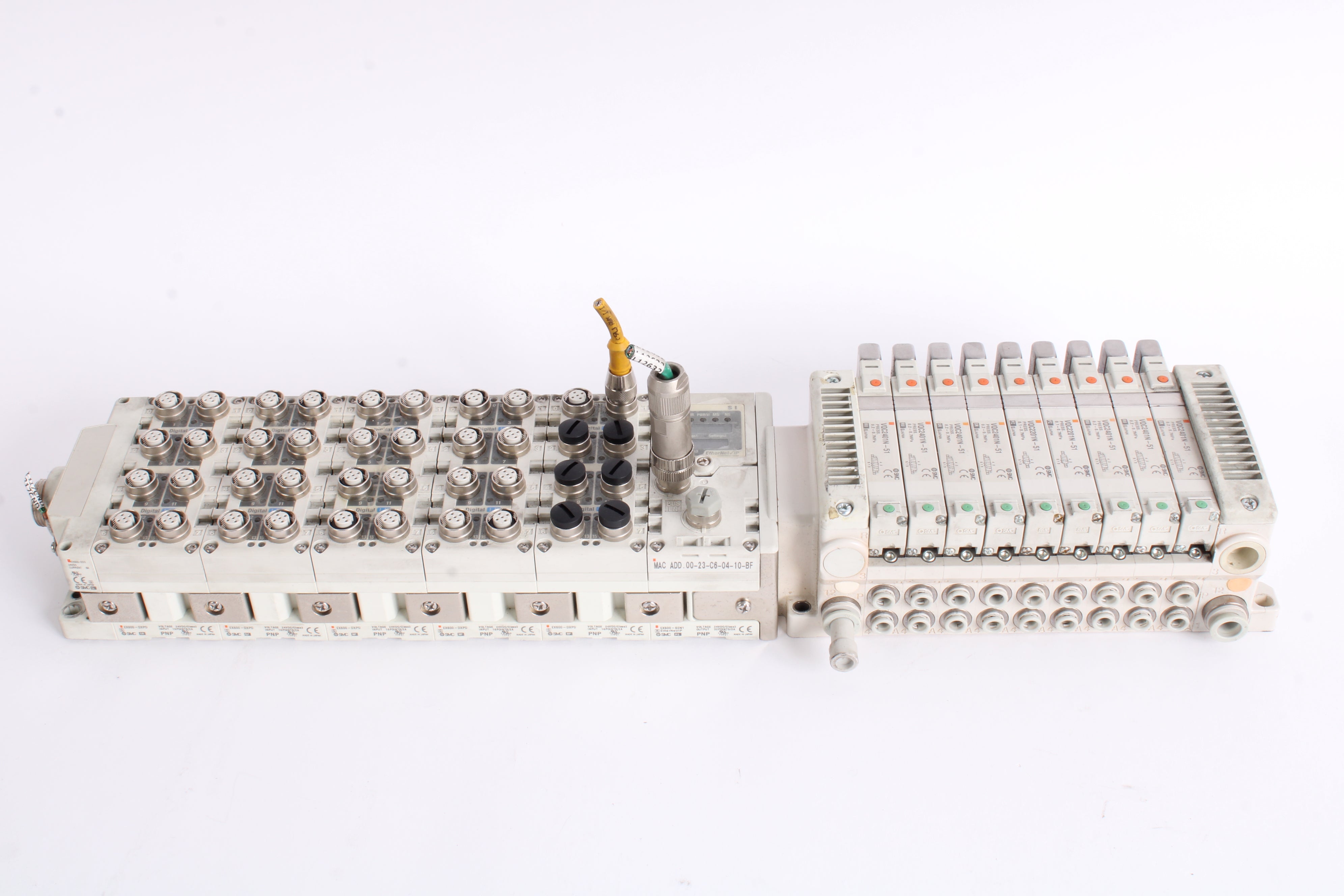 SMC EX600-SEN1 EtherNet/IP w/ 5x: EX600-DXPD 7x: VQC2401N-51 2x: VQC22 ...