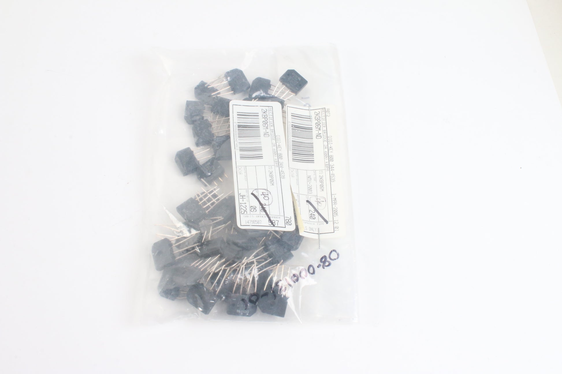 2KBP06M 2 Amp 600 Volt Low Profile Bridge Rectifier Lot of 40 – NTC Tech