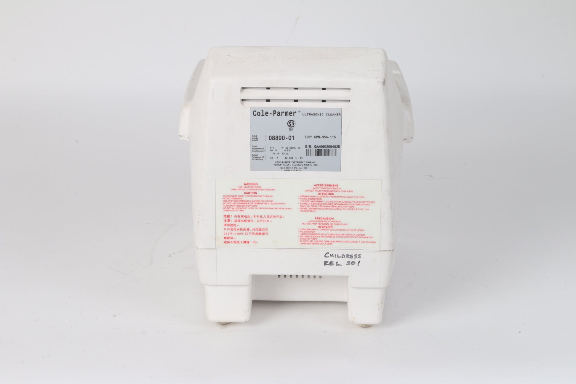 Cole-Parmer Ultrasonic Cleaner 08890-01 / Cpn-956-116 – NTC Tech