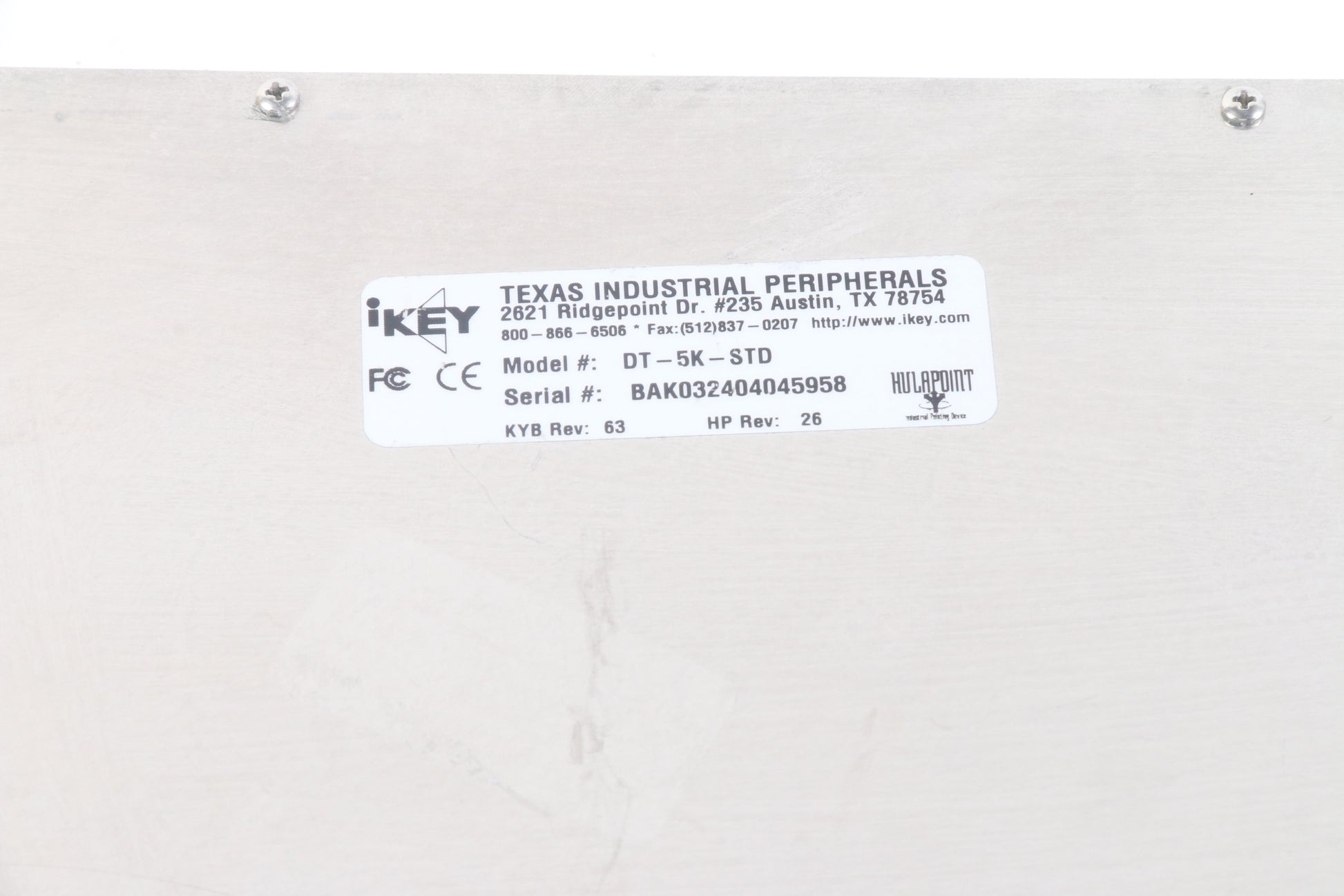 Texas Instruments DT-5K-STD iKey Industrial Keyboard W/ Hulapoint II ...