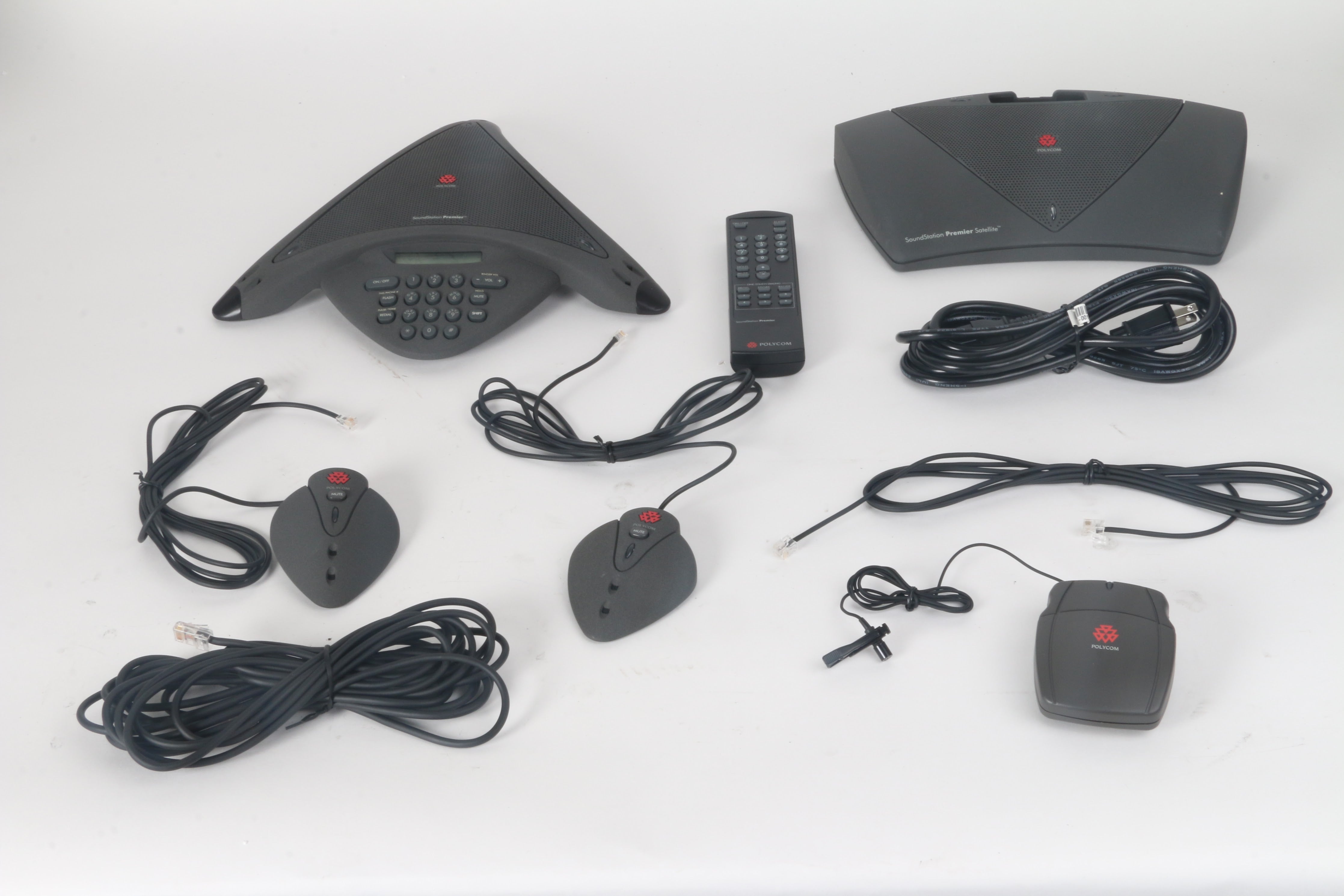 Polycom SoundStation Premier EX Satellite Bundle 2x Mics + Lapel Mic ...