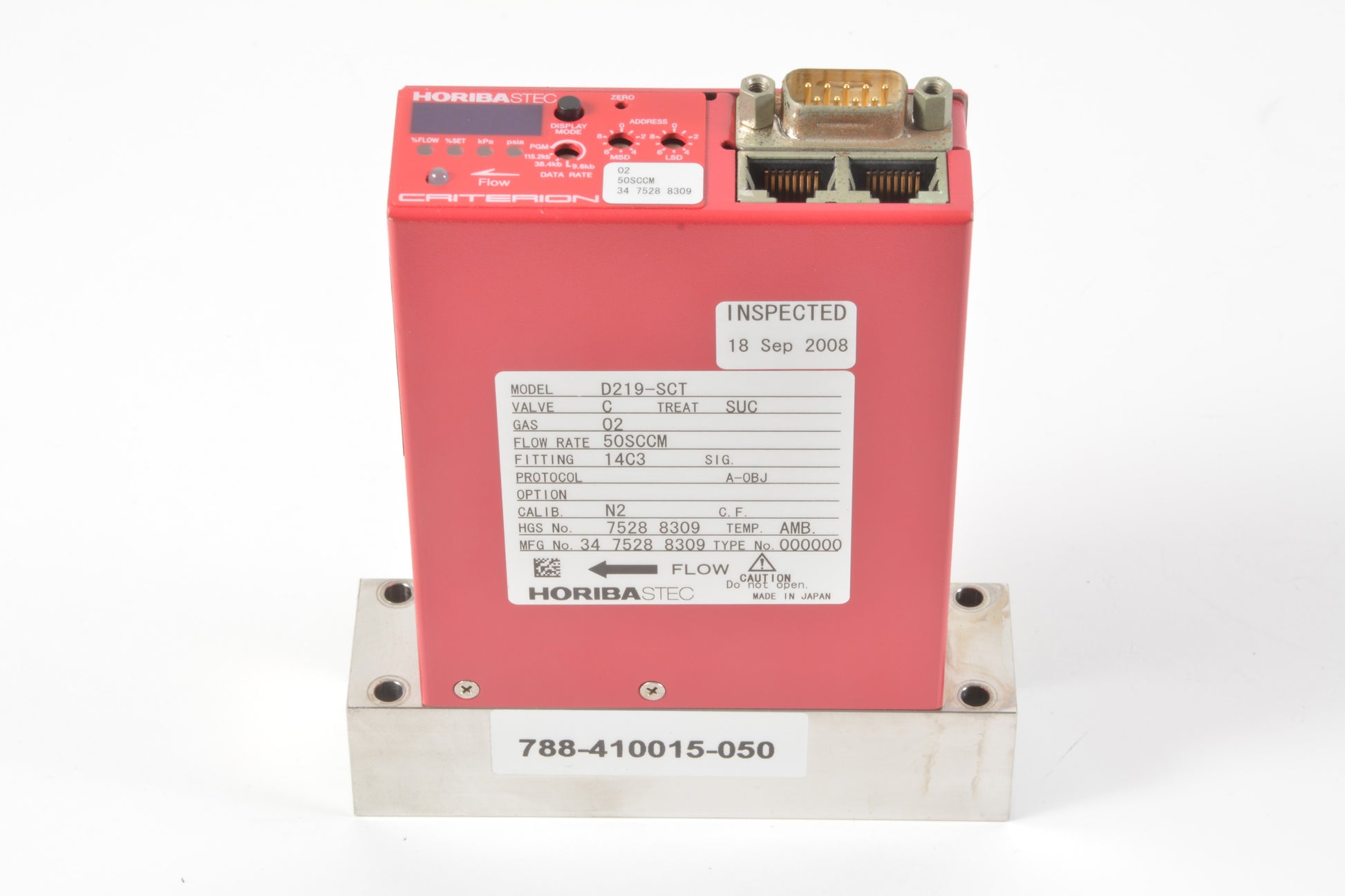Horiba STEC Criterion D219-SCT O2 50sccm Mass Flow Controller – NTC Tech
