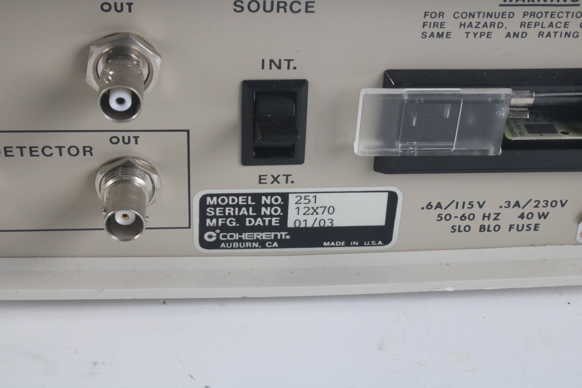 Tropel Coherent Spectrum Analyzer Controller 251 .6/115 .3A/230V 50-60 ...