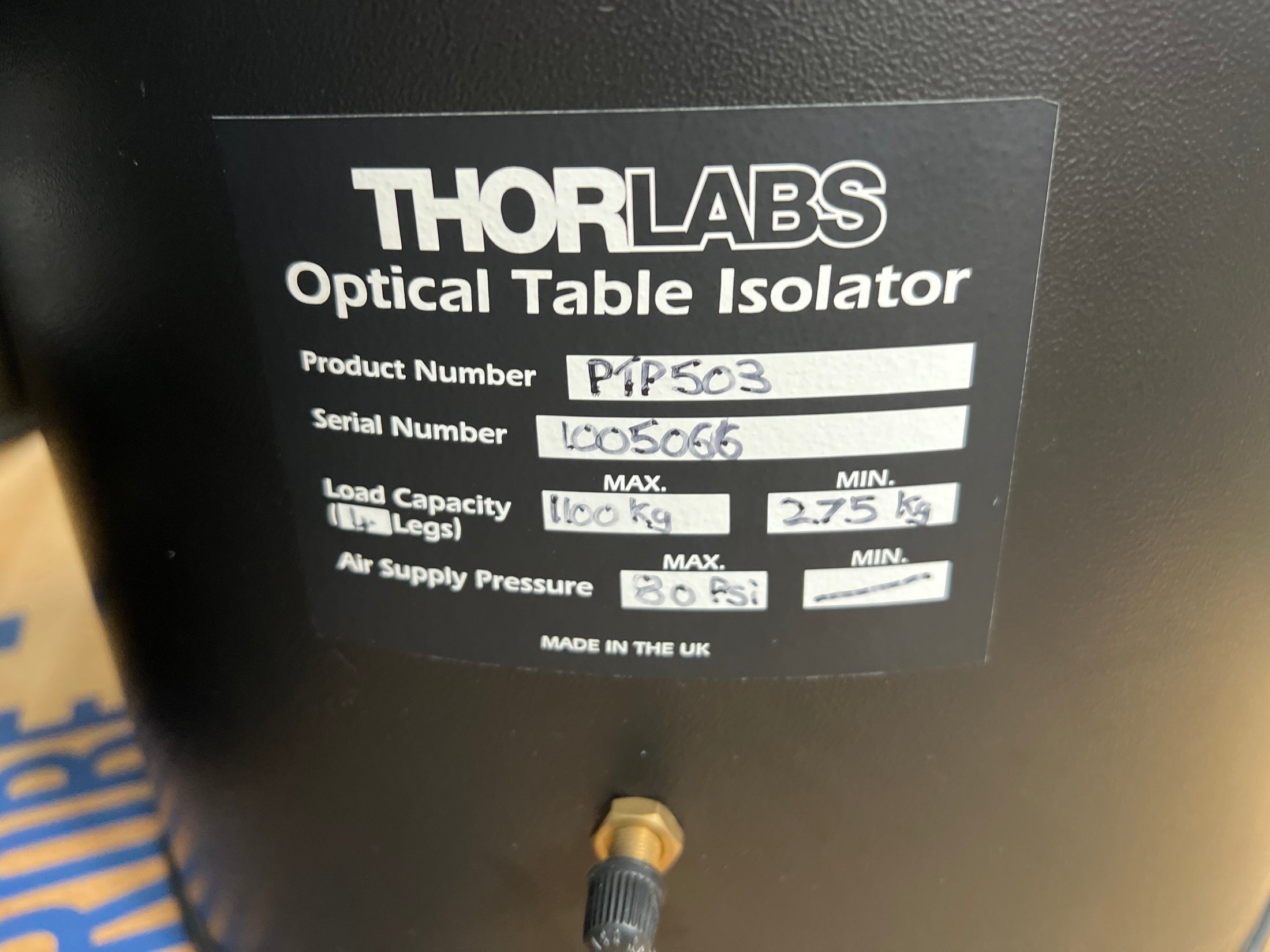 ThorLabs Optical Table Static Pressure Isolator PTP503 Breadboard Leg – NTC Tech