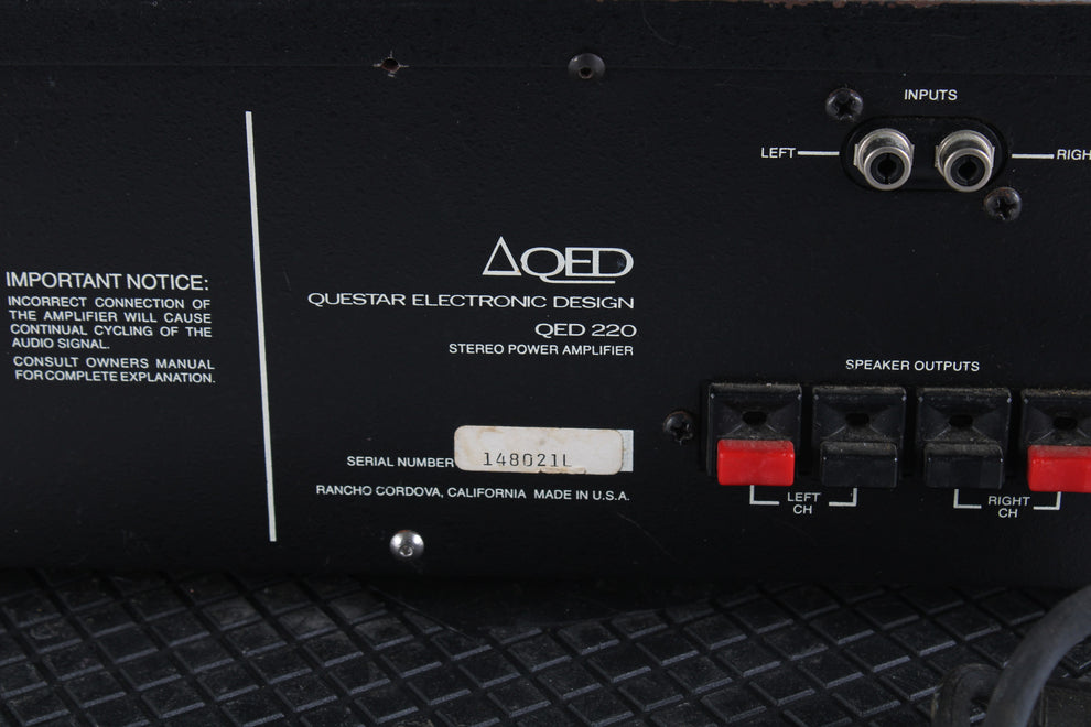 Questar Electronic Design QED 220 Stereo Power Amplifier - AS IS – NTC Tech