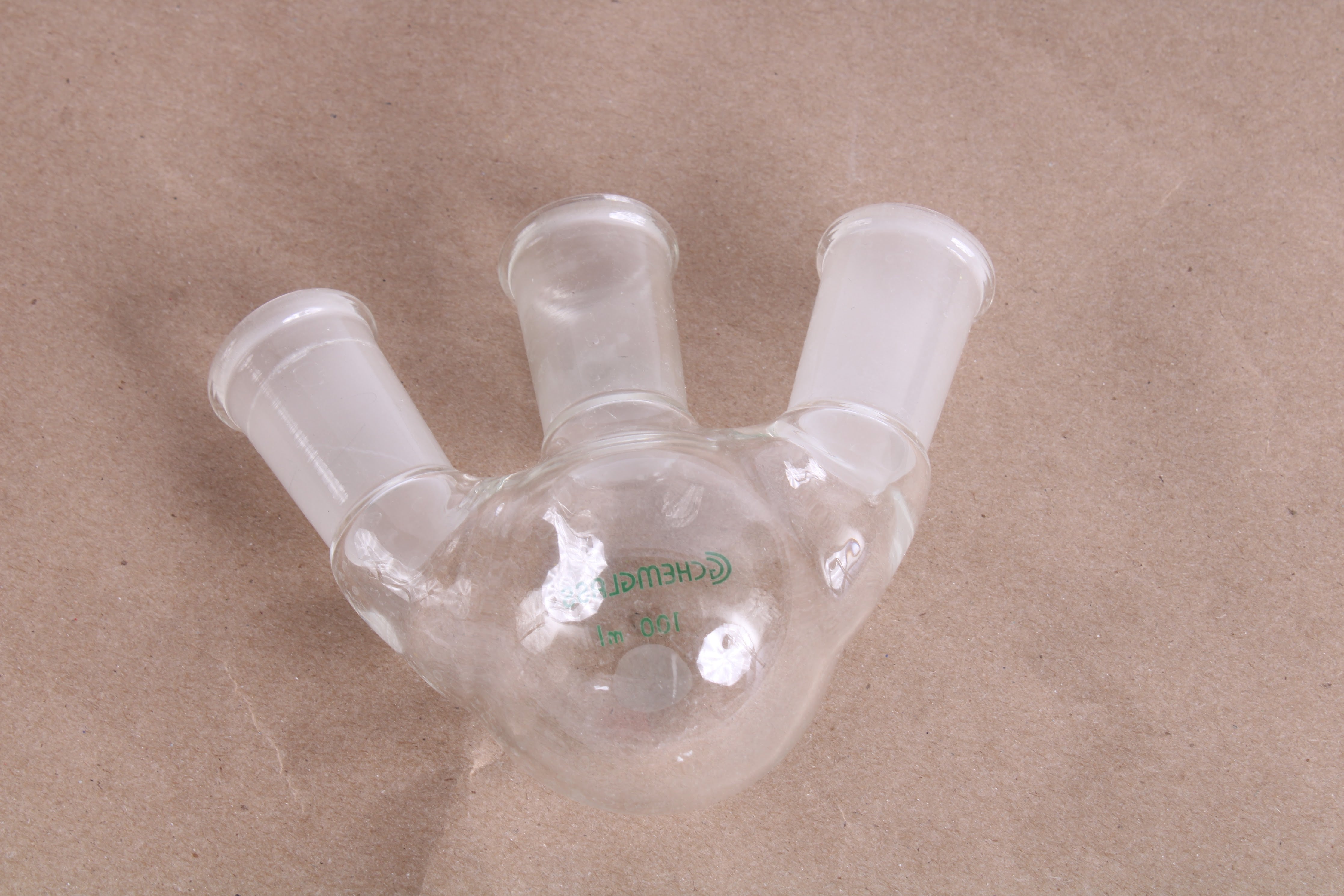 Chemglass 100mL 3-Neck RBF, 1-CN 24/40 Outer, 2-SN 24/40 Outer CG-1522 – NTC Tech