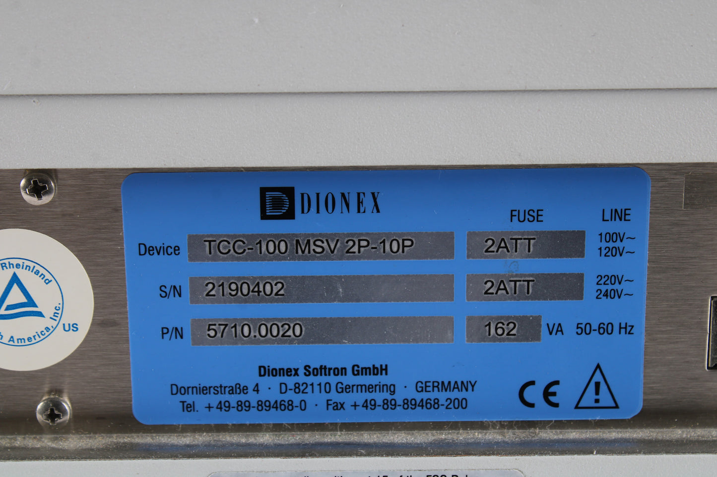 Dionex TCC-100 Thermostatted Column Compartment 5710.0020 – NTC Tech