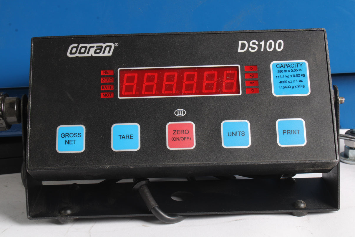 Doran DS100 Scale Indicator + DMS5250 Scale 250 Capacity + Conveyor Ro ...