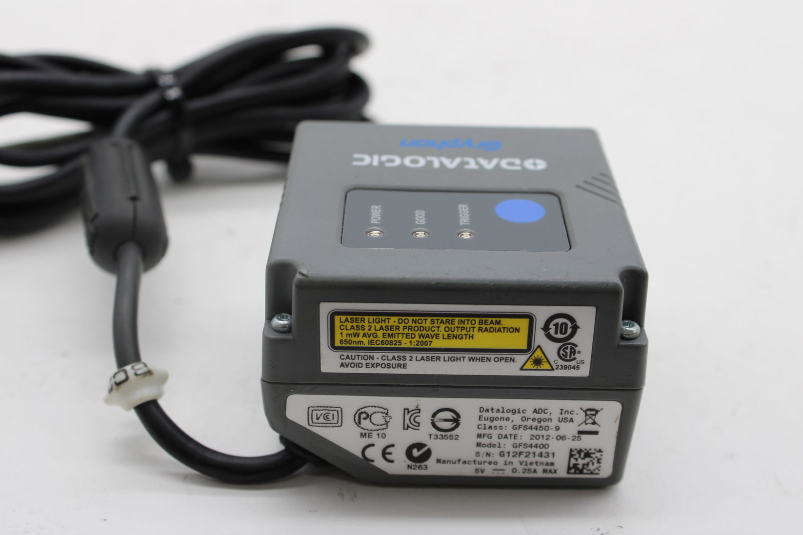 Datalogic Gryphon GFS4400 Barcode Scanner With Power Adapter/Com Cable ...
