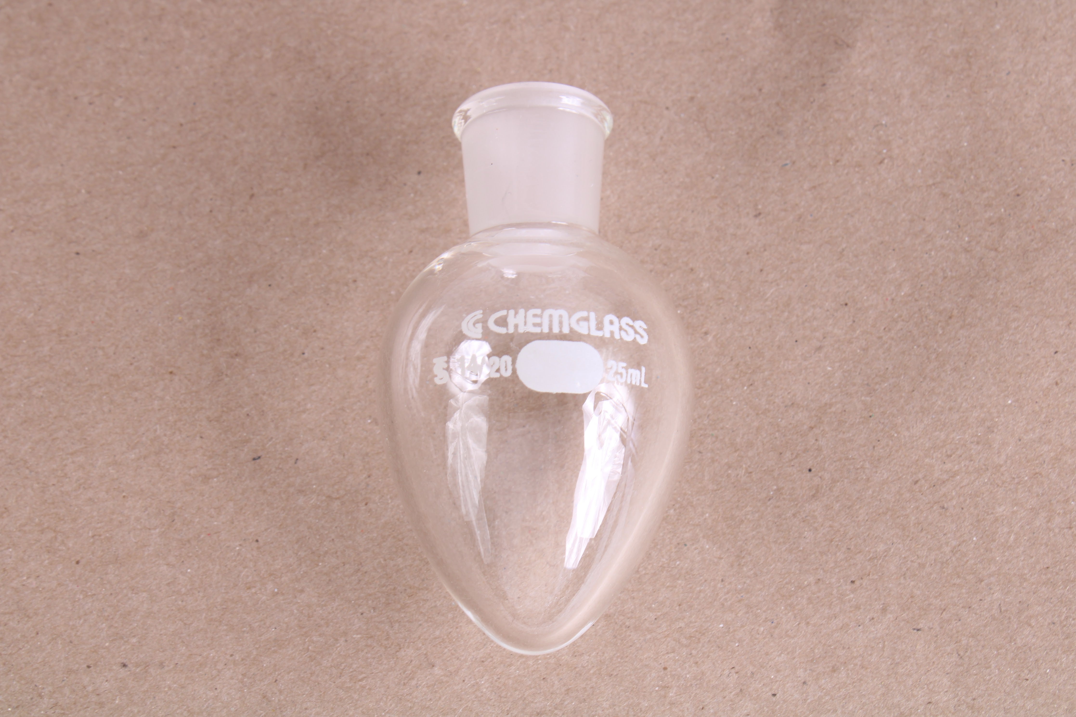 Chemglass 25mL Pear Shaped Flask 14/20 Outer Joint CG-1554-26 – NTC Tech
