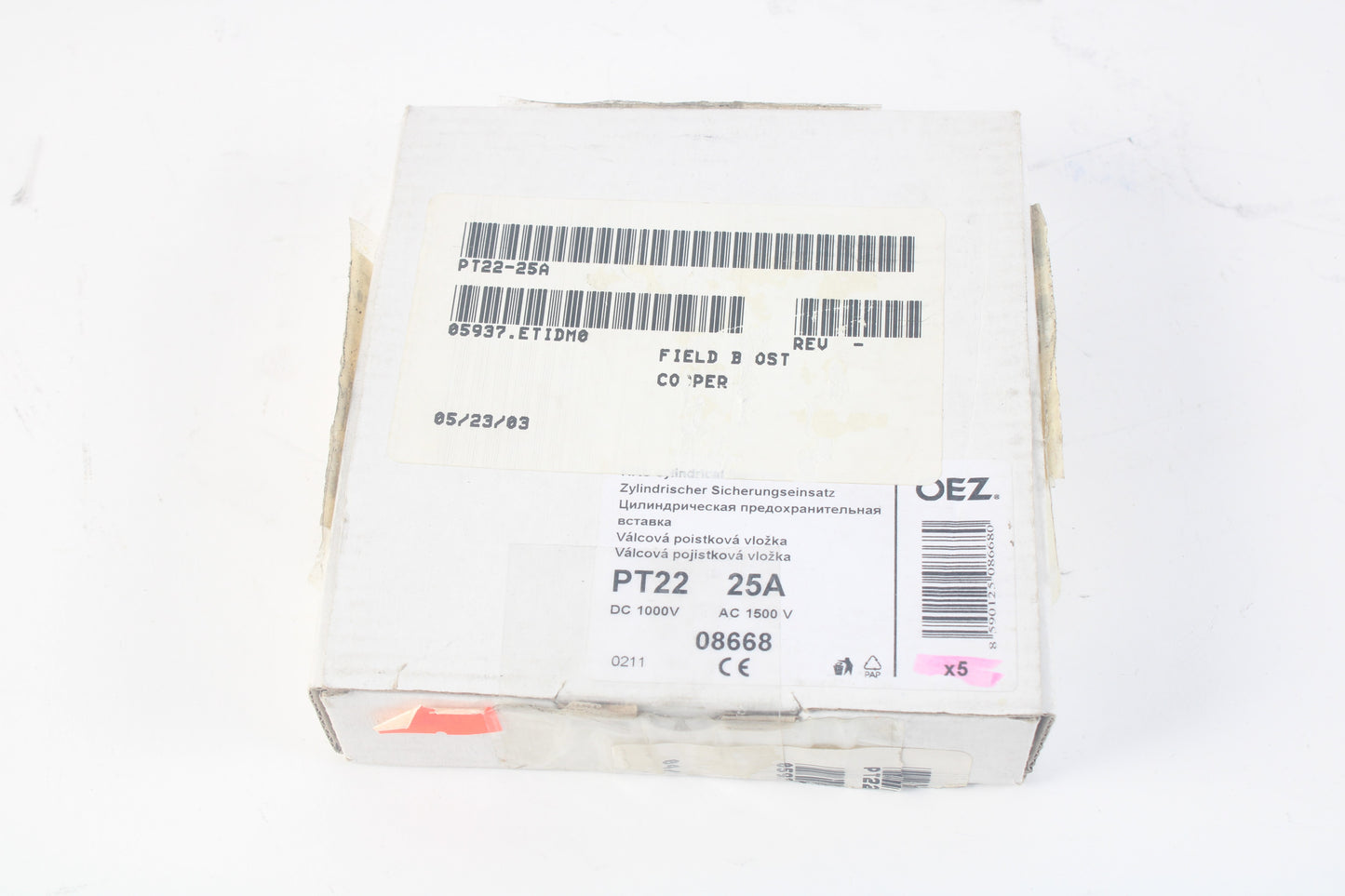 OEZ PT22 25A 08668 Fuse link DC1000V AC1500V Lot of 5 – NTC Tech