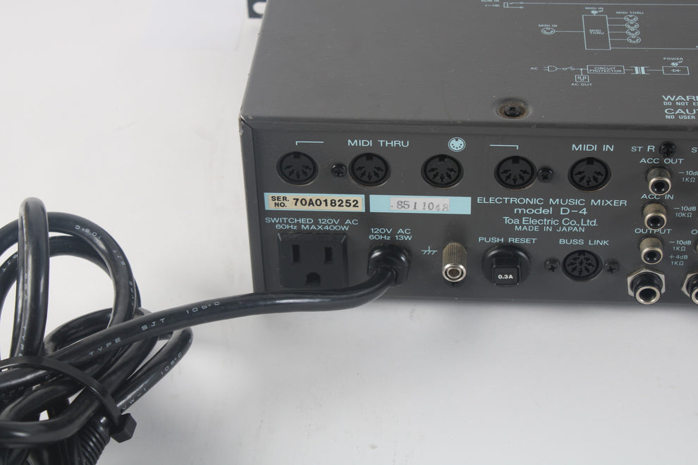 TOA D-4 4-Channel Electronic Music Mixer Preamplifier Equalizer - AS I ...