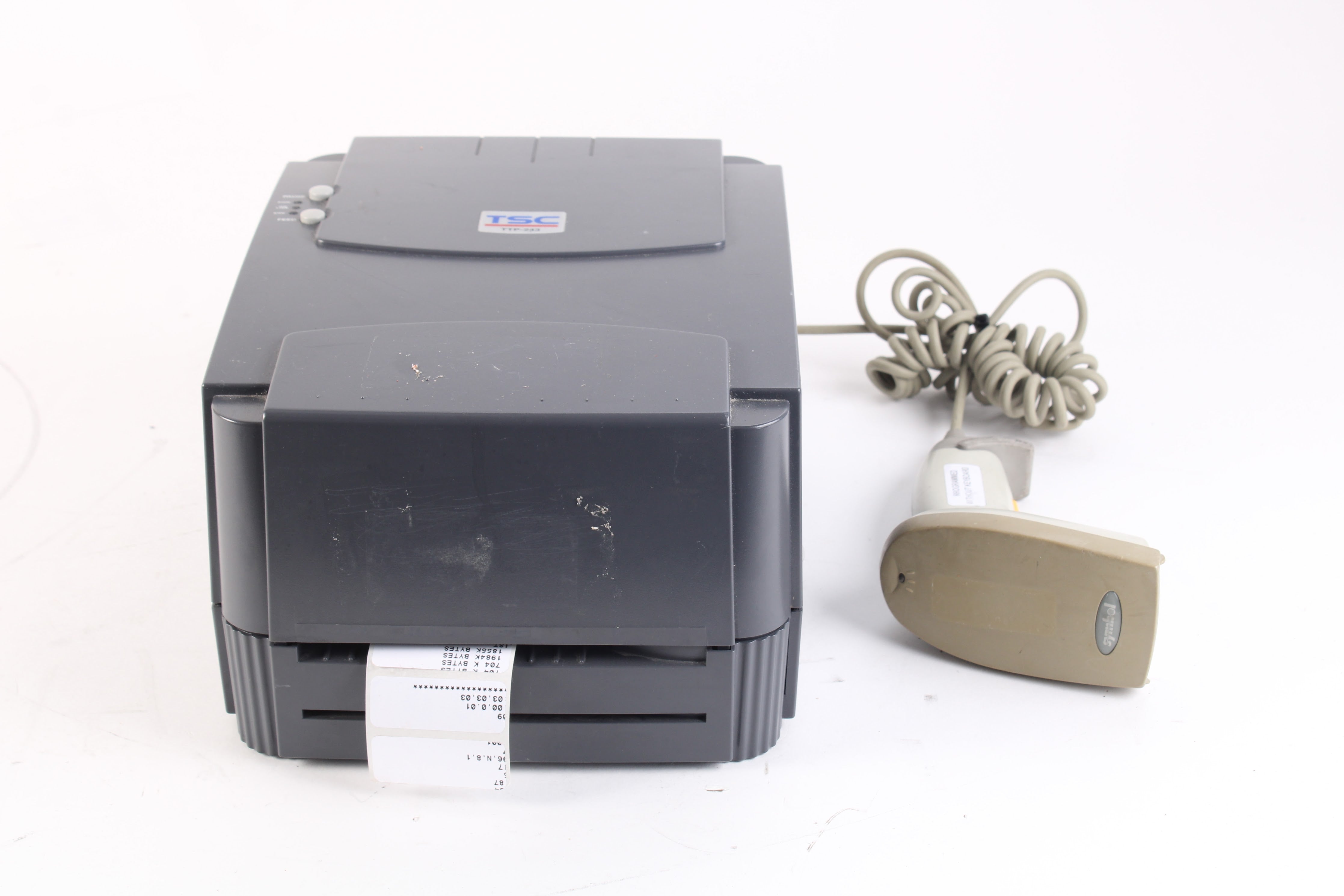 TSC TTP-243 Barcode Ribbon Label Printer W/ Symbol LS4004-1000 Barcode ...