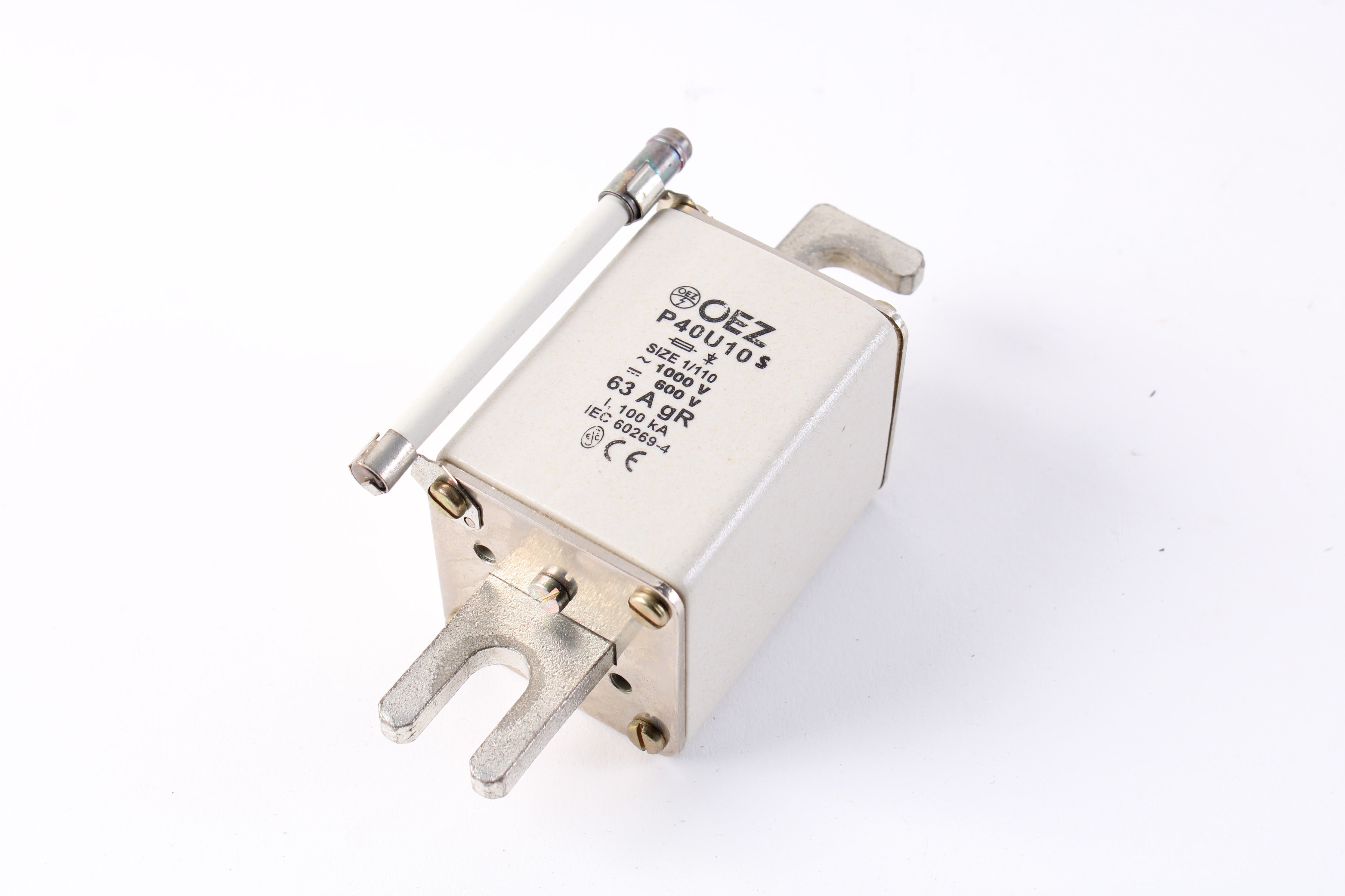 OEZ P40U10S Size 1/110, ~1000V, -600V 63 A gR I, 100 kA Fuse Link W/ F ...