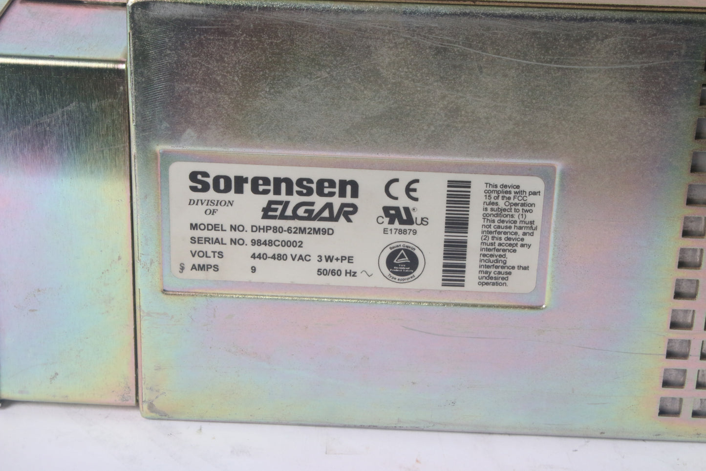 Sorensen DHP80-62 High Power Programmable Supply - AS IS PARTS – NTC Tech