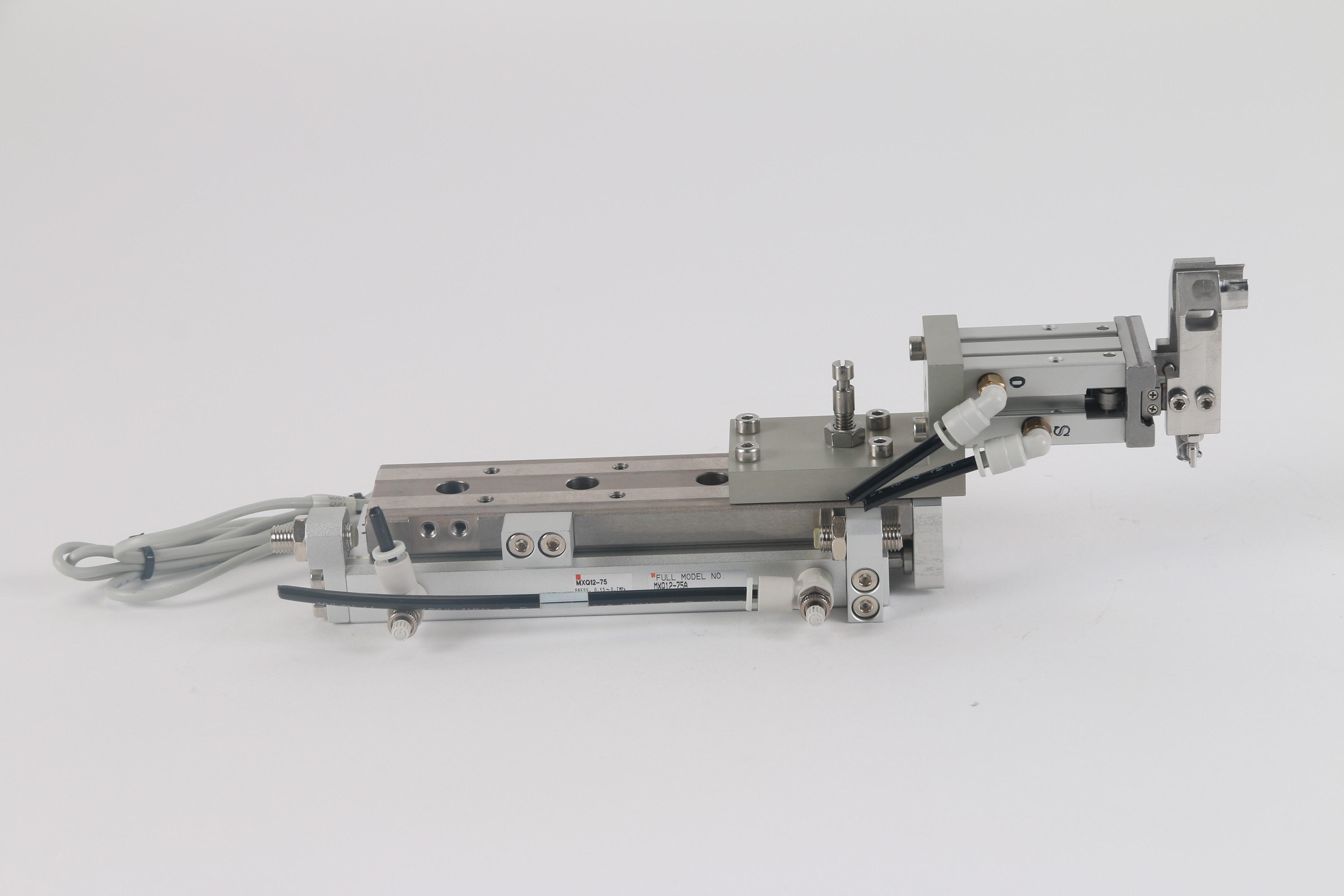 SMC MXQ12-75A Slide Cylinder W/ MHZ2-16D Pneumatic Air Gripper Cylinde ...