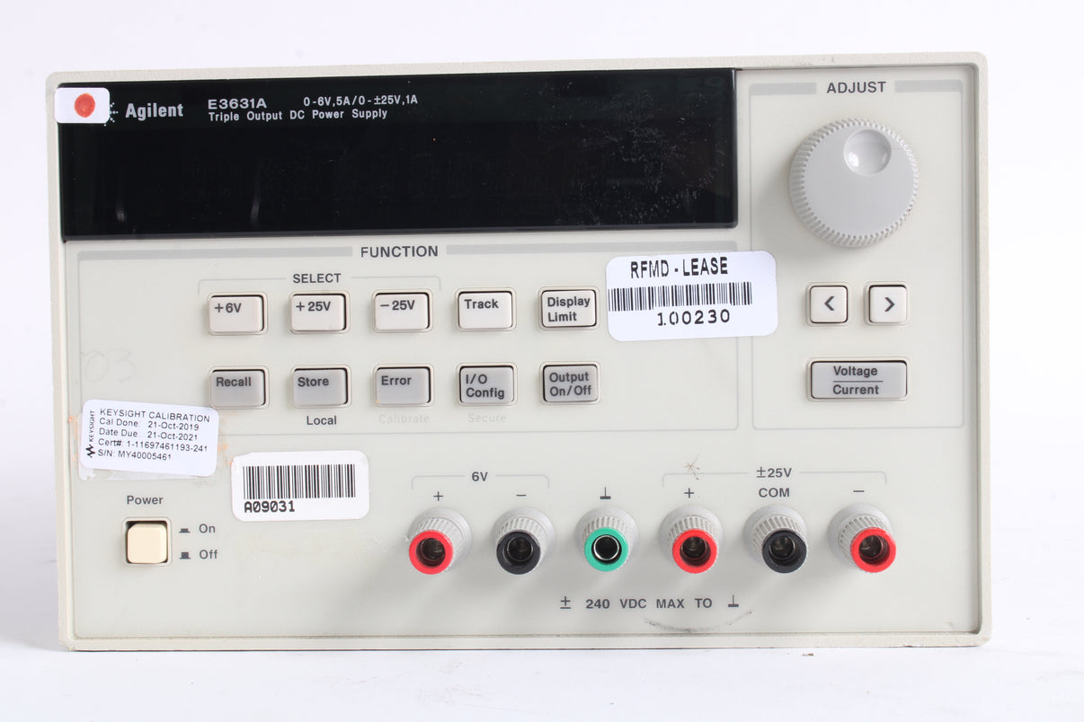 Agilent E3631A 0-6V,5A/0-+/-25V 1A Triple Output DC Power Supply AS IS ...