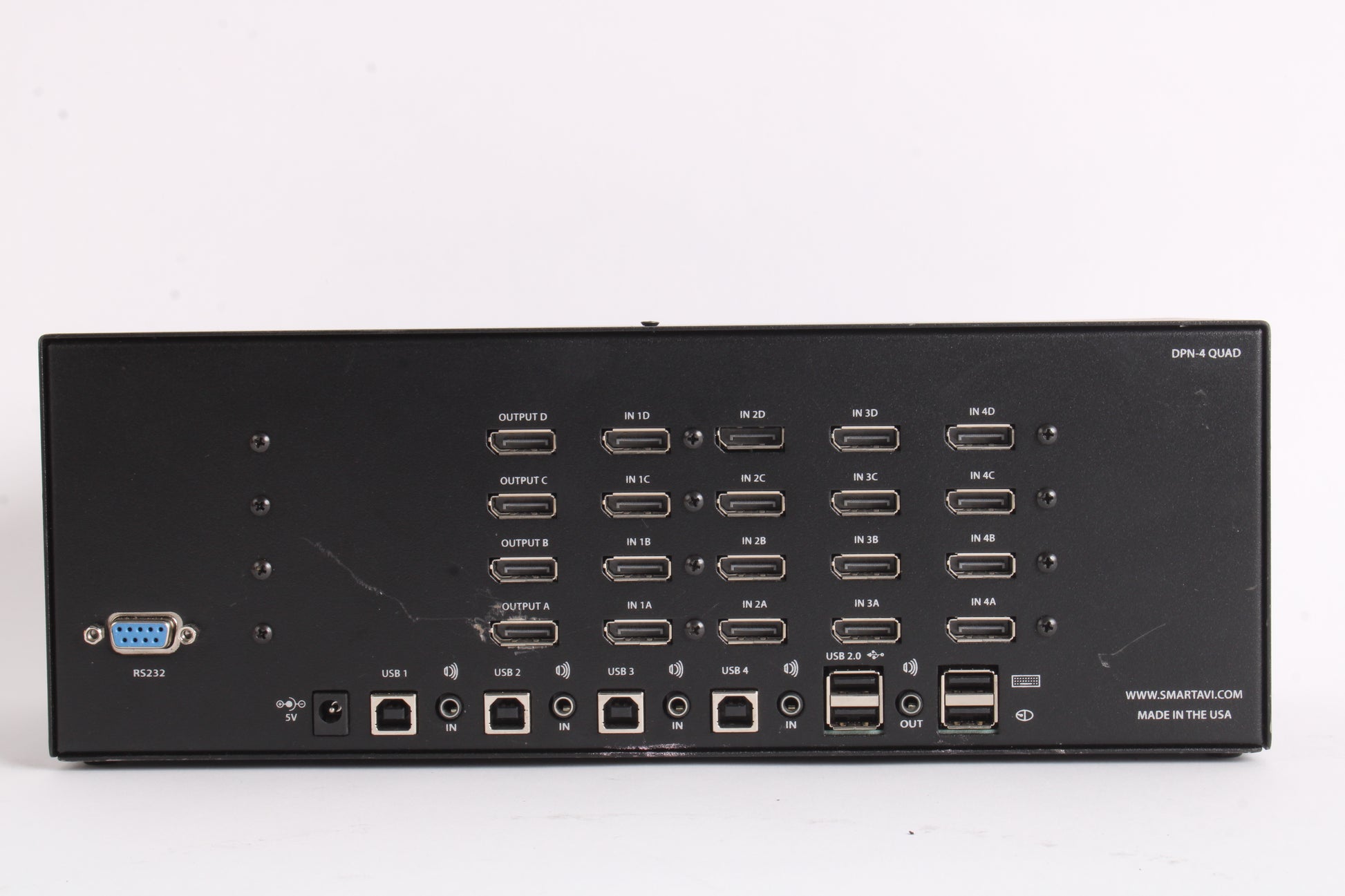SmartAVI DPN-4 QUAD 4-Port Display Port KVM Switch w/ USB 2.0 and Audi ...
