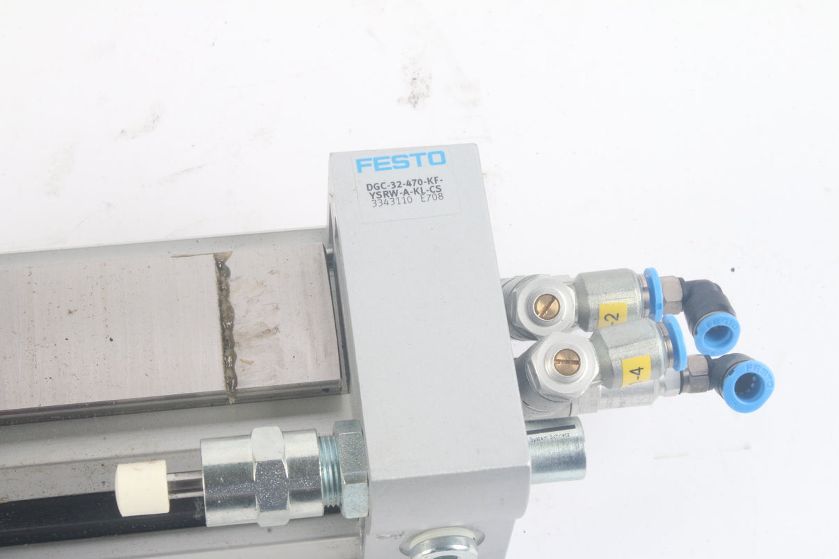 Festo DGC-32-470-KF-YSRW-AKLCS Linear Actuator 1x Festo Sensor 2x YSRW ...