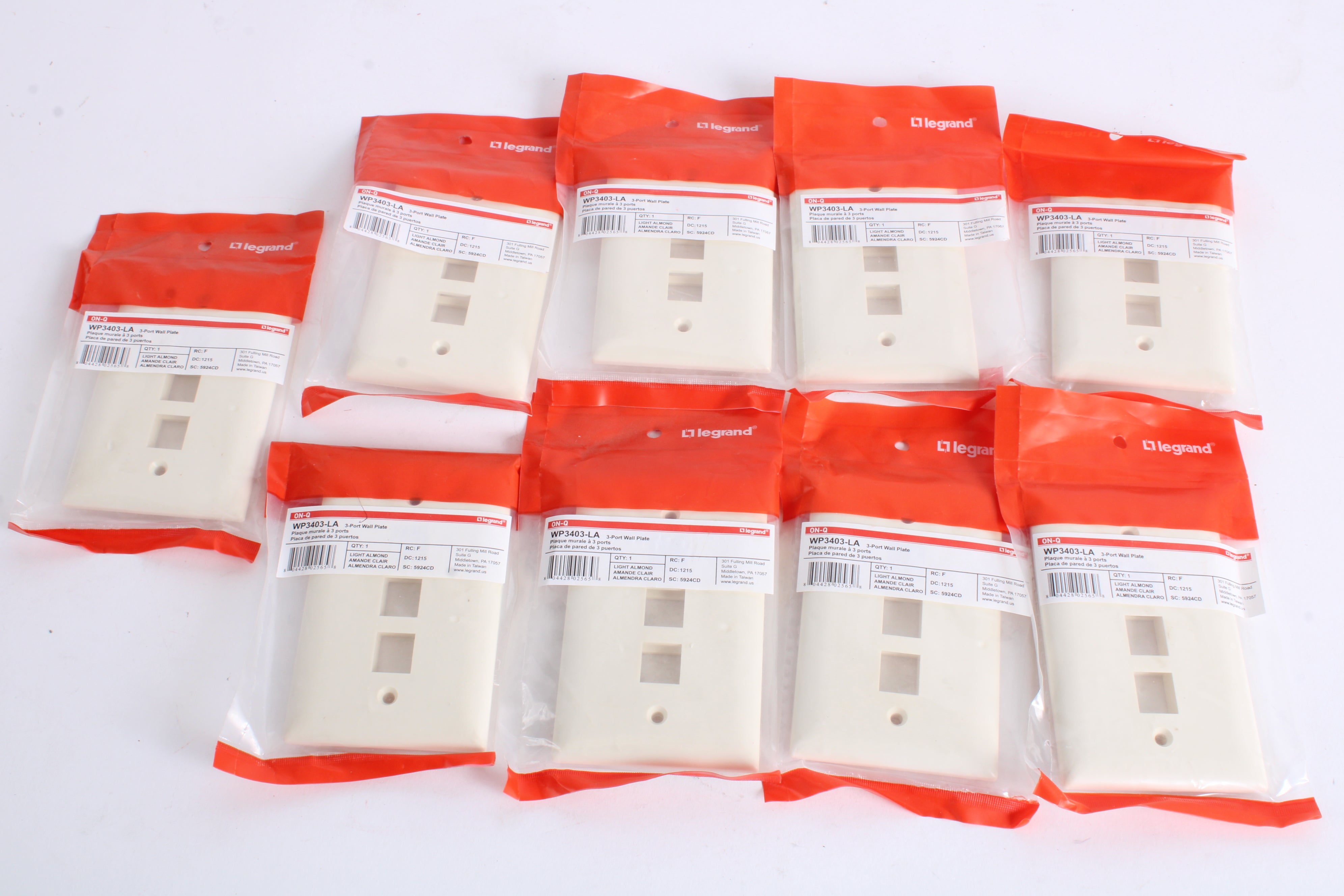 Legrand WP3403-LA 3-Port Wall Plate Light Almond Lot of 9 - NEW – NTC Tech