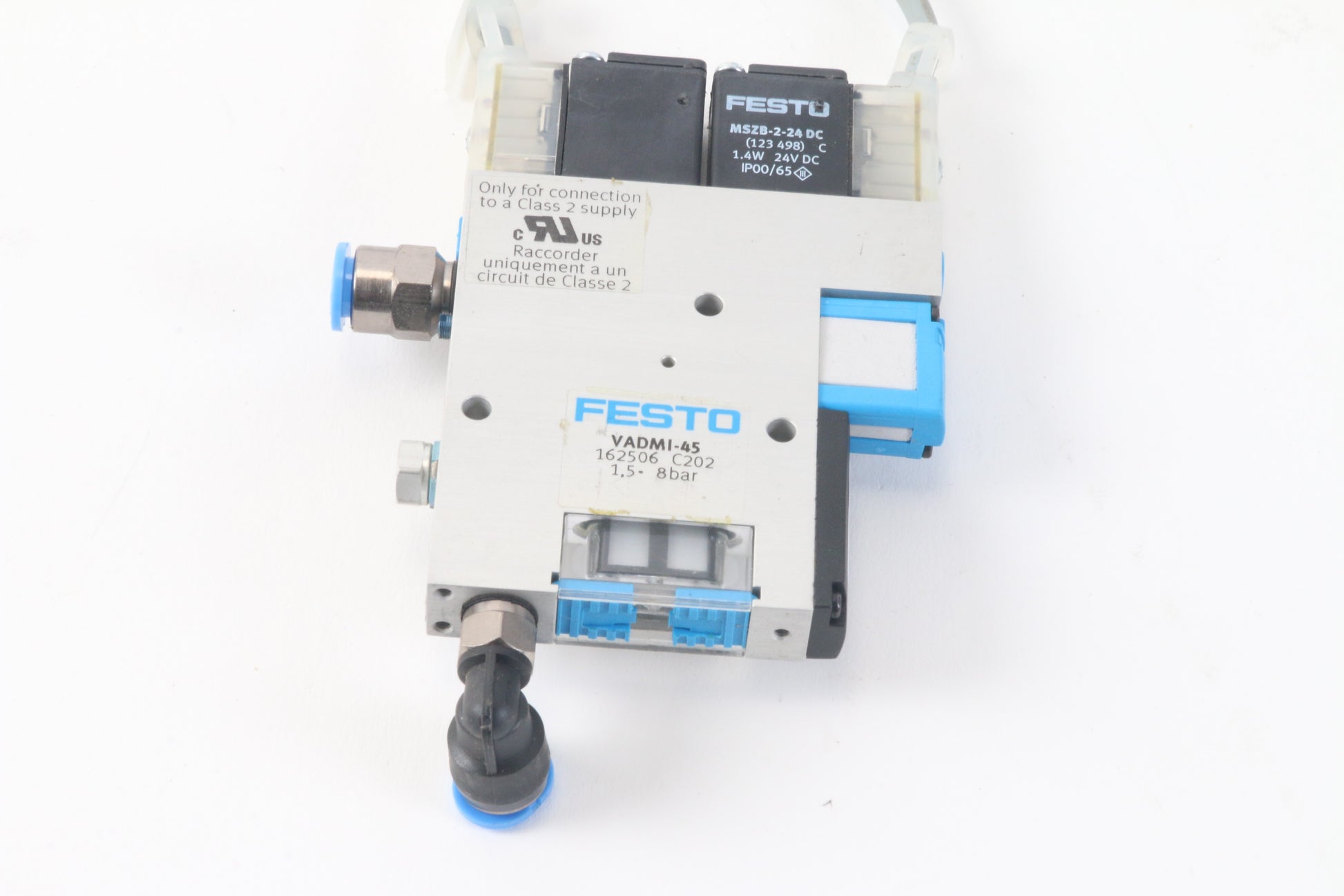 Festo VADMI-45 Vacuum Generator 1.5 - 8 Bar W/ Festo MSZB-2-24 DC- Cut ...