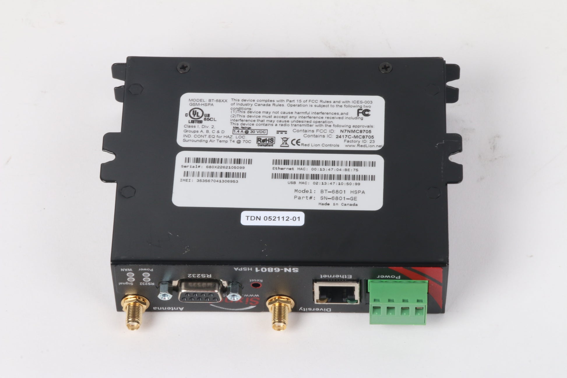 Sixnet BT-6801 HSPA SN-6801 HSPA Cellular Router SN-6801-GE – NTC Tech