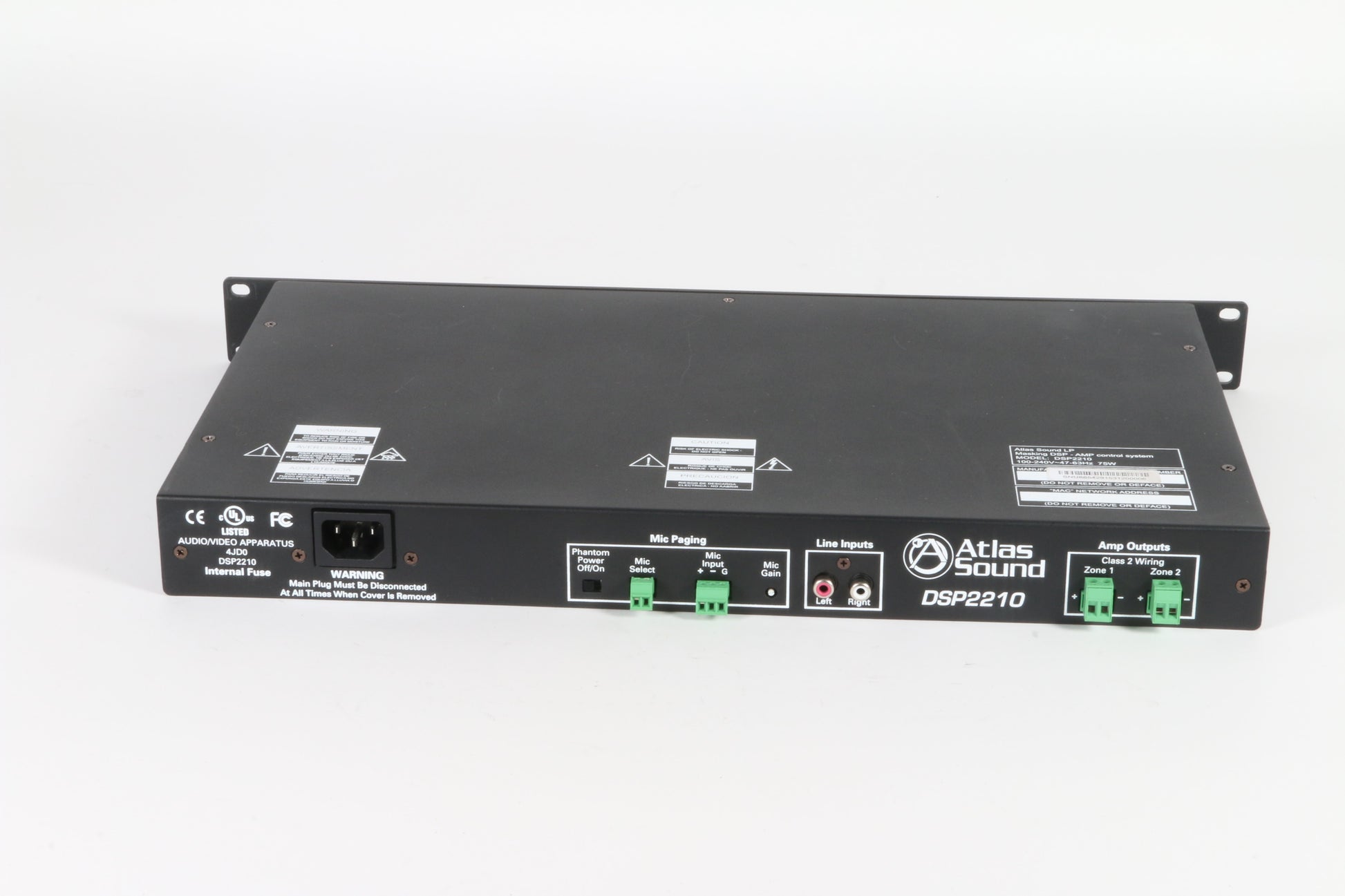 Atlas Sound DSP2210 2-channel Sound Masking Processor and Amplifier ...