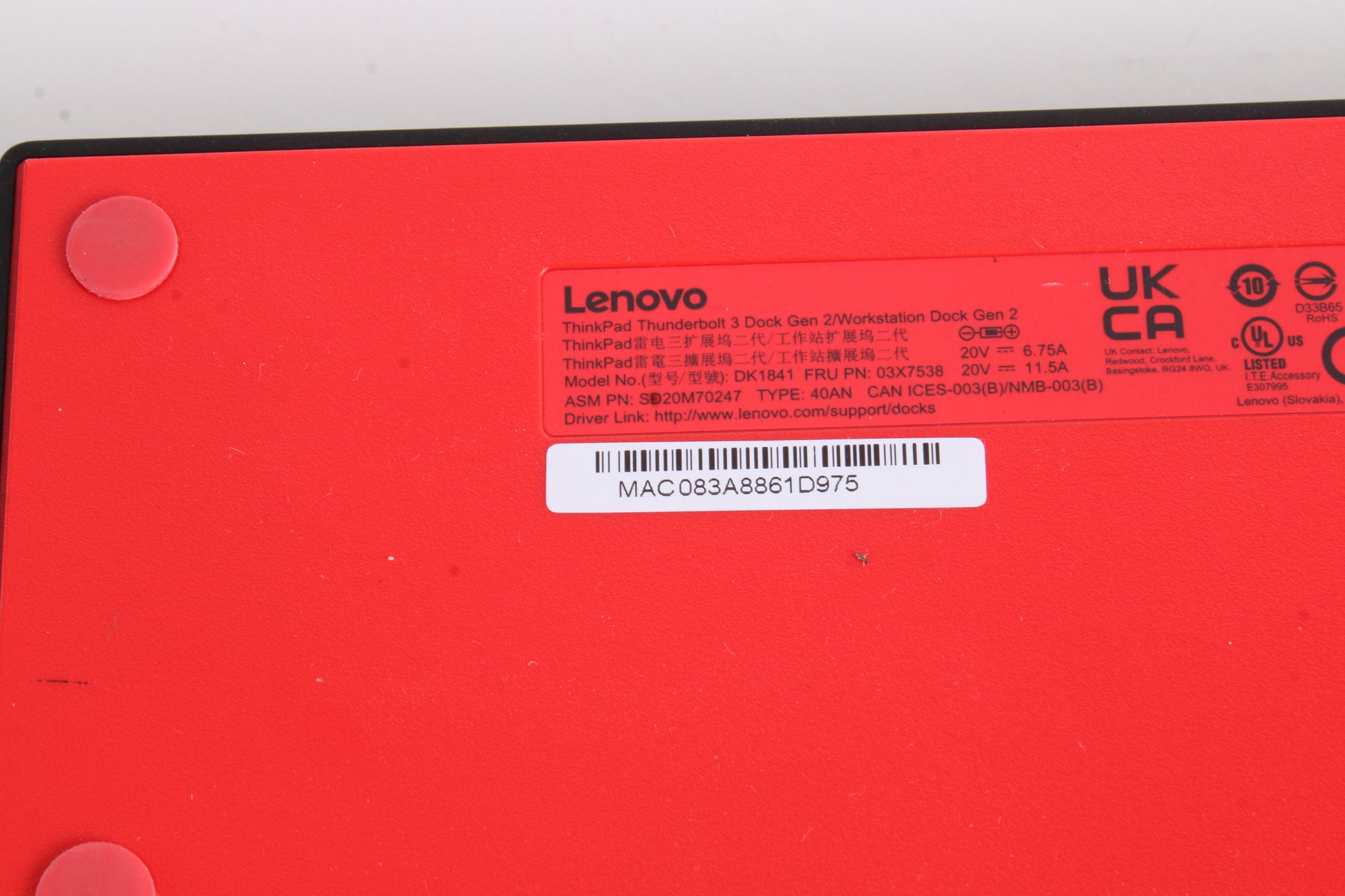Lenovo DK1841 ThinkPad Thunderbolt Dock 2/Workstation Dock Gen 2 03X75 ...