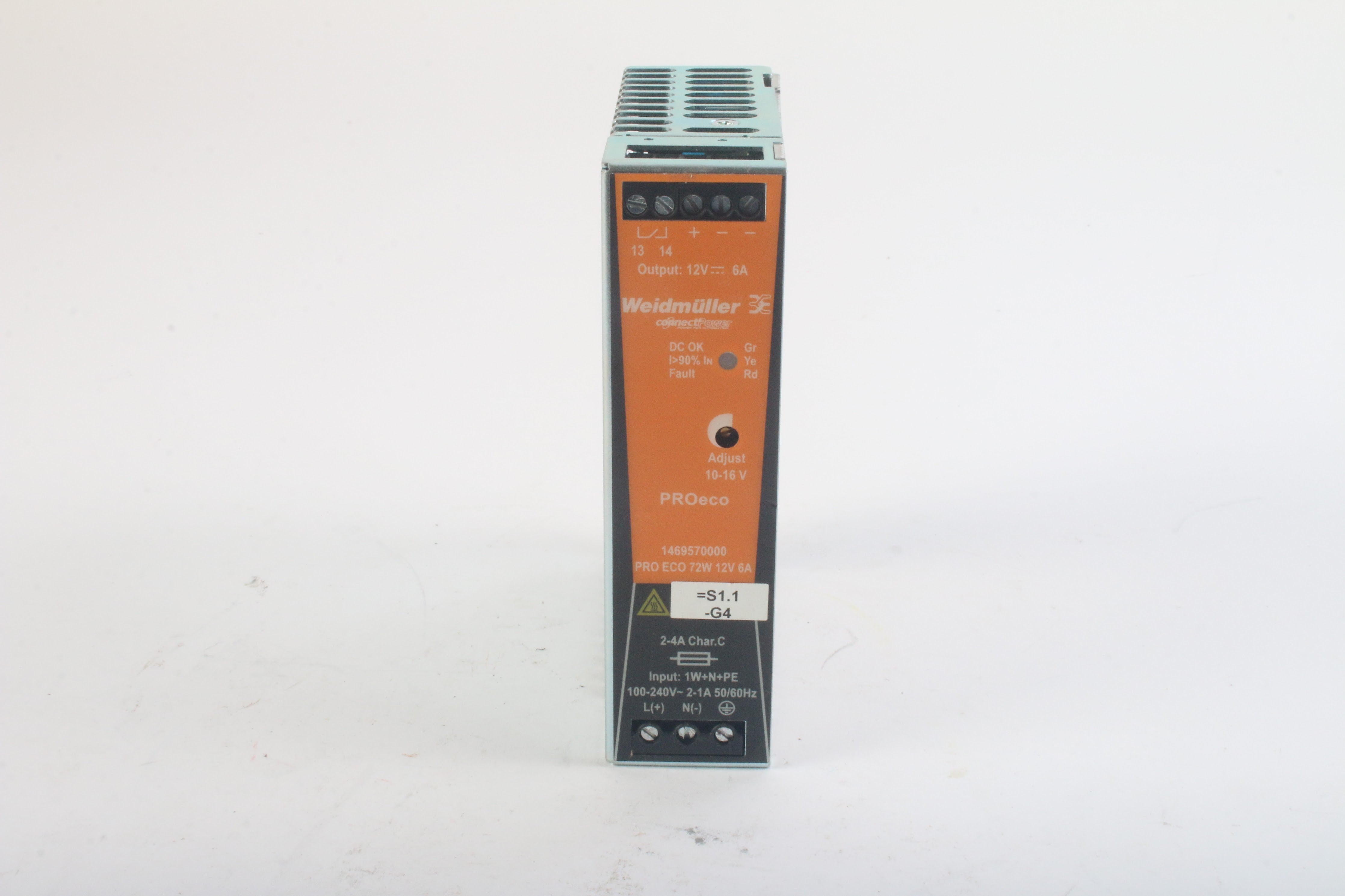 Weidmulller PRO ECO 72W 12V 6A DIN-Rail Power Supply 1469570000 – NTC Tech