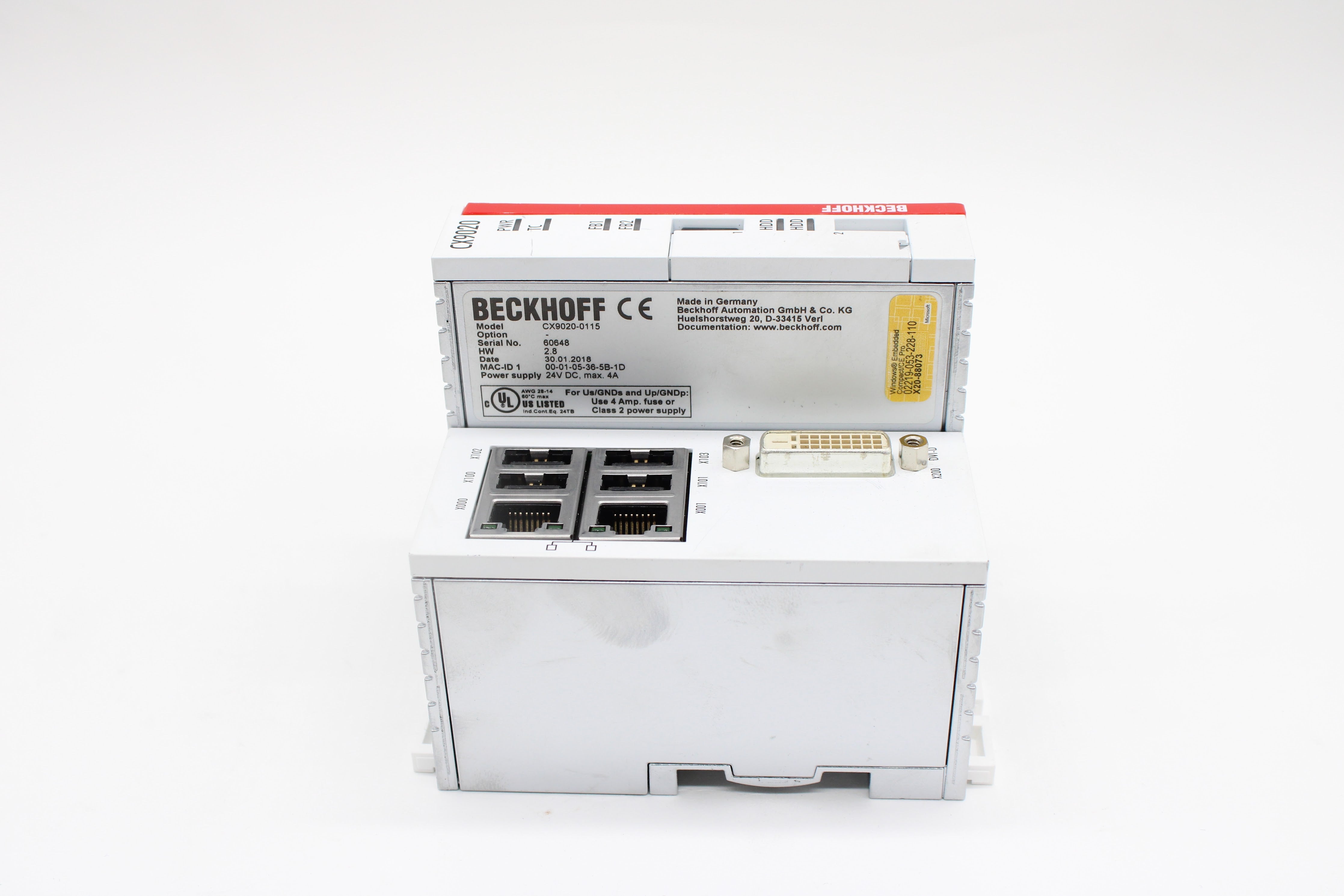 Beckhoff CX9020 CX9020-0115 PLC Basic DIN Rail-Mountable Ethernet Cont ...