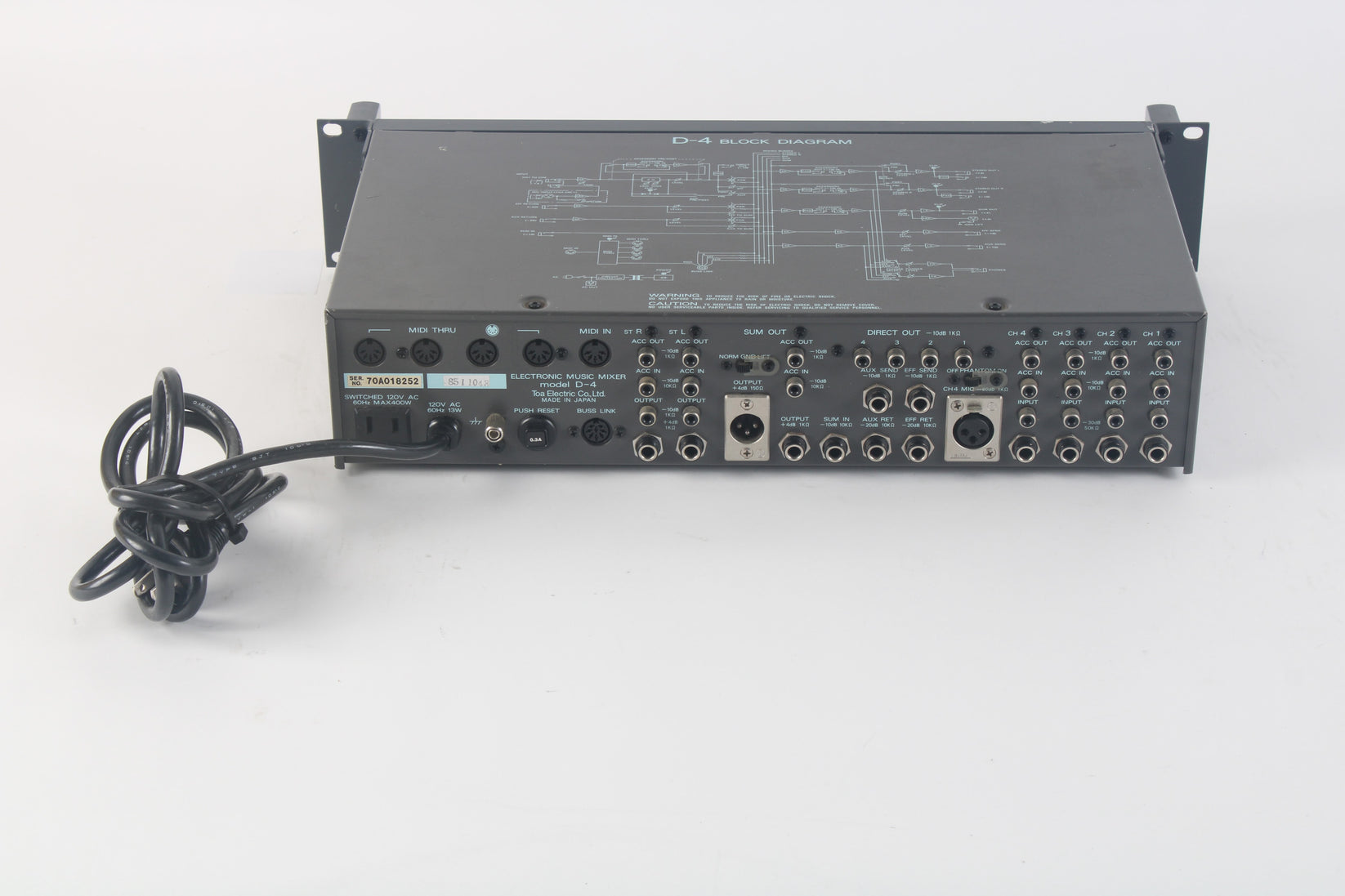 TOA D-4 4-Channel Electronic Music Mixer Preamplifier Equalizer - AS I ...