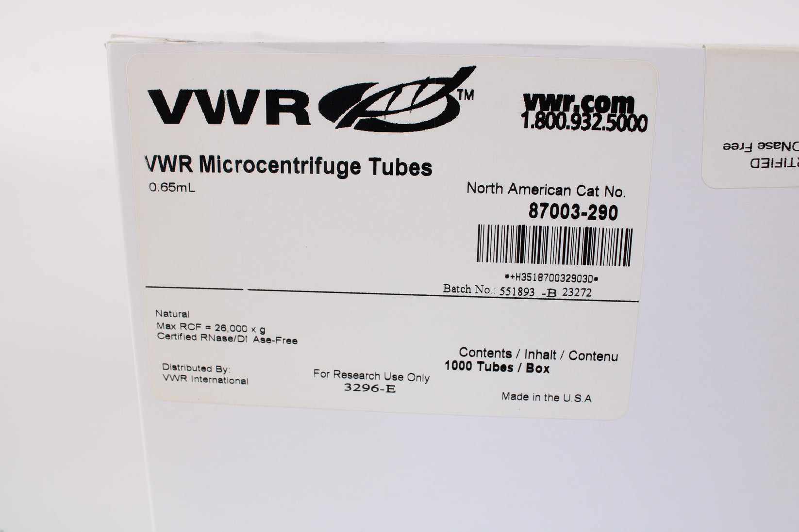 VWR 87003-290 Microcentrifuge Tubes 1000 Count - NEW – NTC Tech