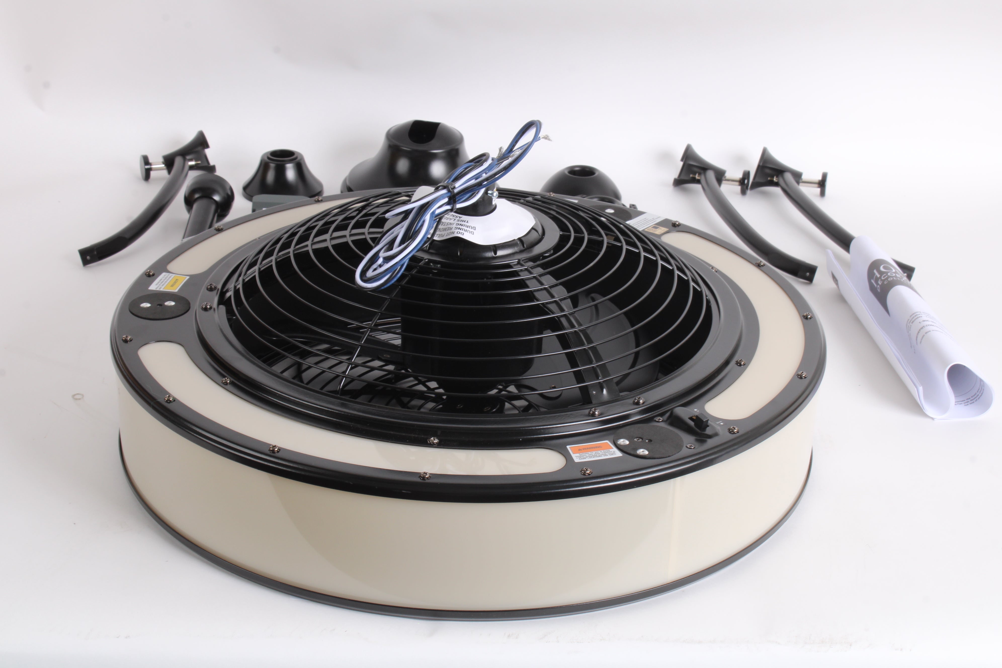 Windara SPL-550L3 22in LED Indoor/Covered Outdoor Black Ceiling Fan Ne ...