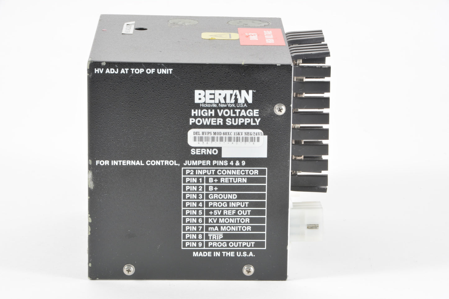 Spellman / Bertan DEL HVPS MOD 60XC 15KV NEG/24VIN High Voltage Power – NTC Tech