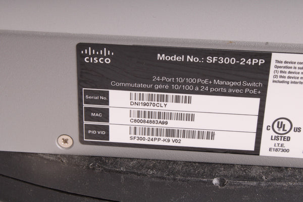 Cisco SF300-24PP 24-Port 10/100 PoE+ Managed Switch With Gig - Rack Ea – NTC Tech