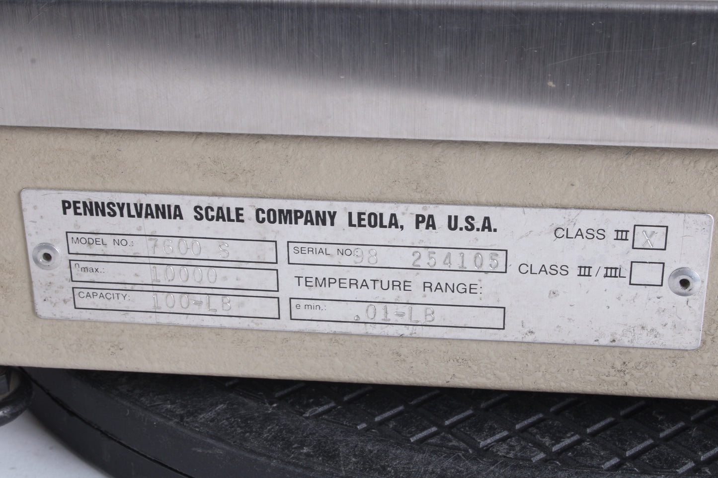 Pennsylvania Scale 7600 100LB x 0.01LB 45.36kg x 0.005kg Scale - Fair ...