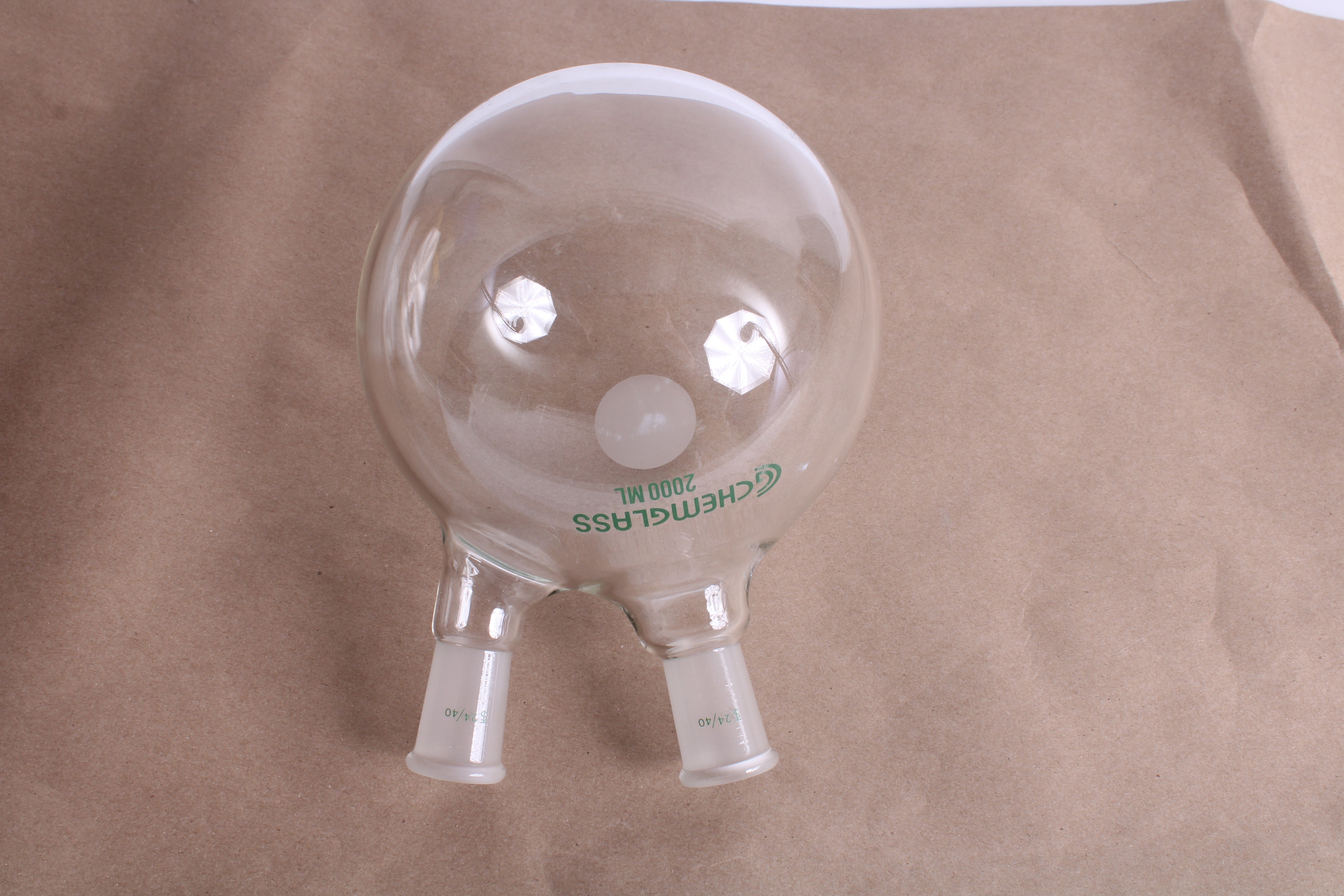 Chemglass 2000mL 2-Neck RBF, 24/40 Outer, Angled 20 Degree CG-1520-18 ...