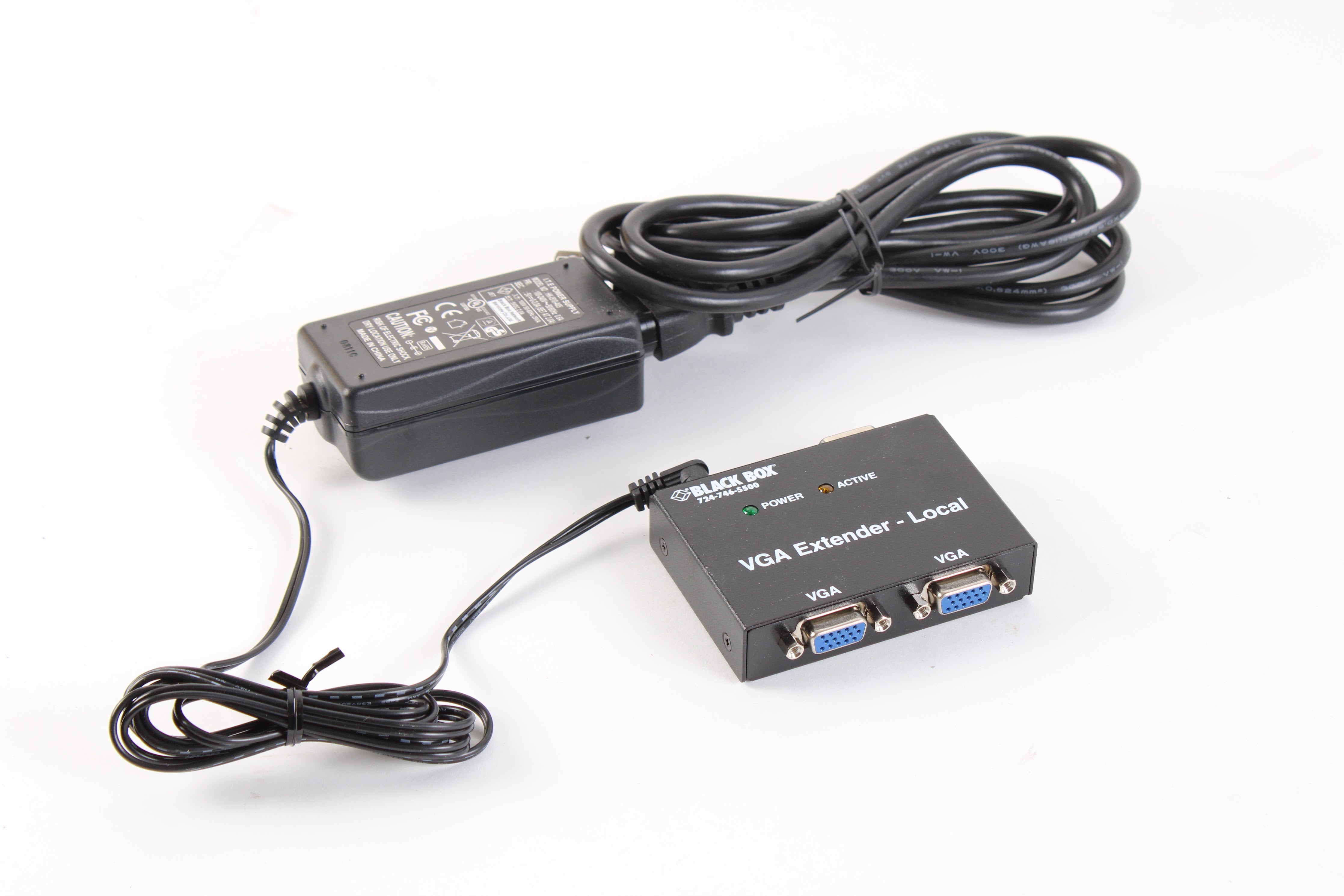 Black Box AC555A-R2 VGA Extender 2-Port Remote - Local With Power Supp ...