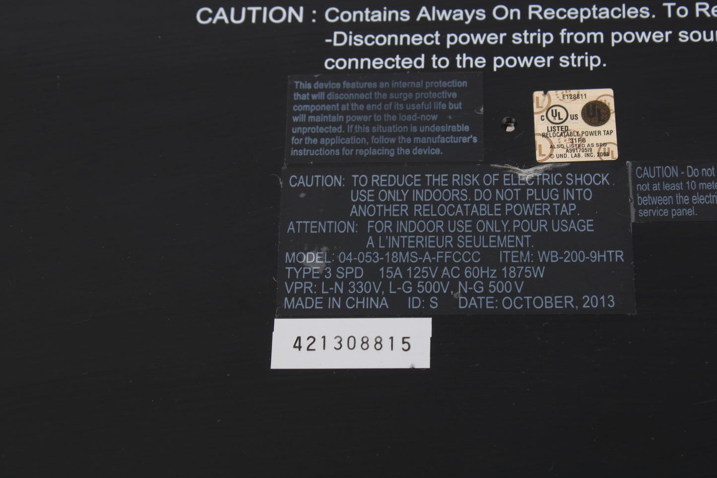 WattBox WB-200-9HTR Rack Mount Surge Protector Power Condition 200 Ser ...