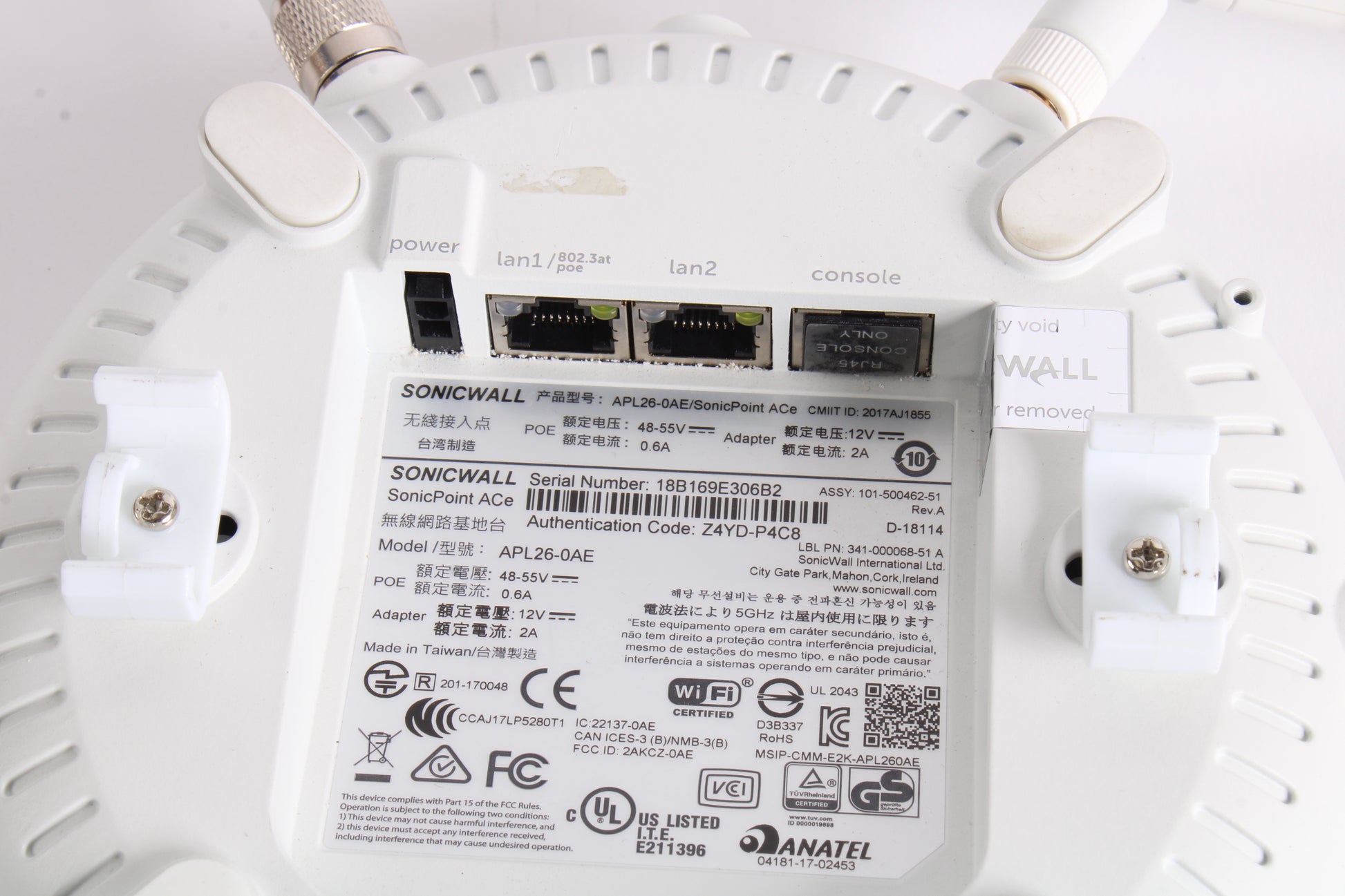 Dell SonicWall SonicPoint ACe APL26-0AE 802.3at POE Wireless Access Po ...