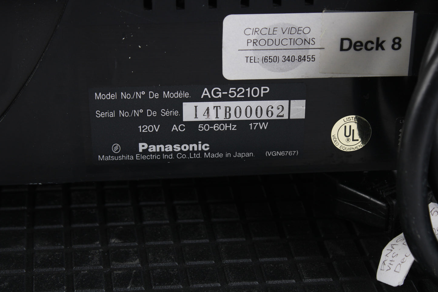 Panasonic AG-5210P Video Cassette Recorder VHS Vintage – NTC Tech